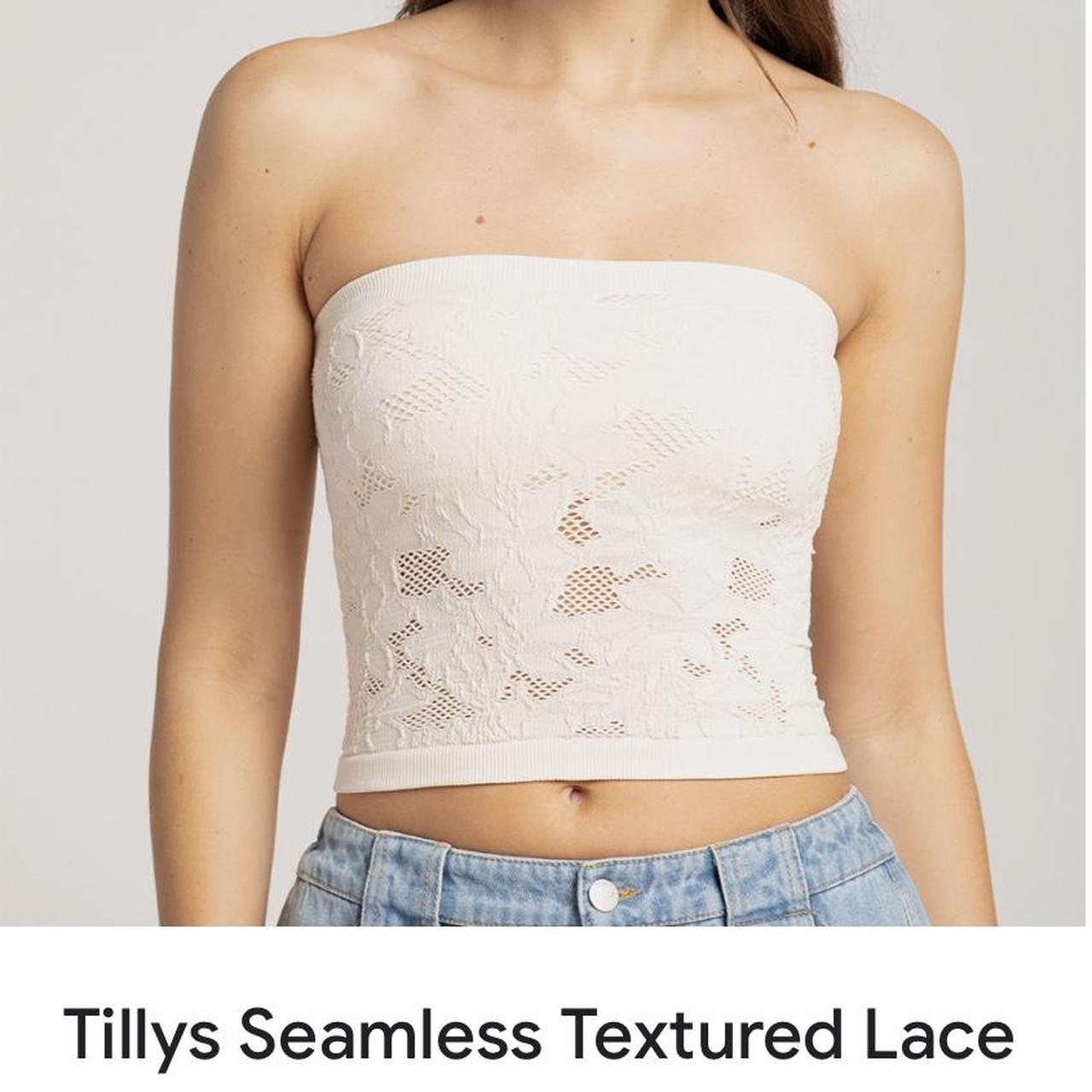 Brand new tan Tilly’s lace tube top Size S/M Never... - Depop