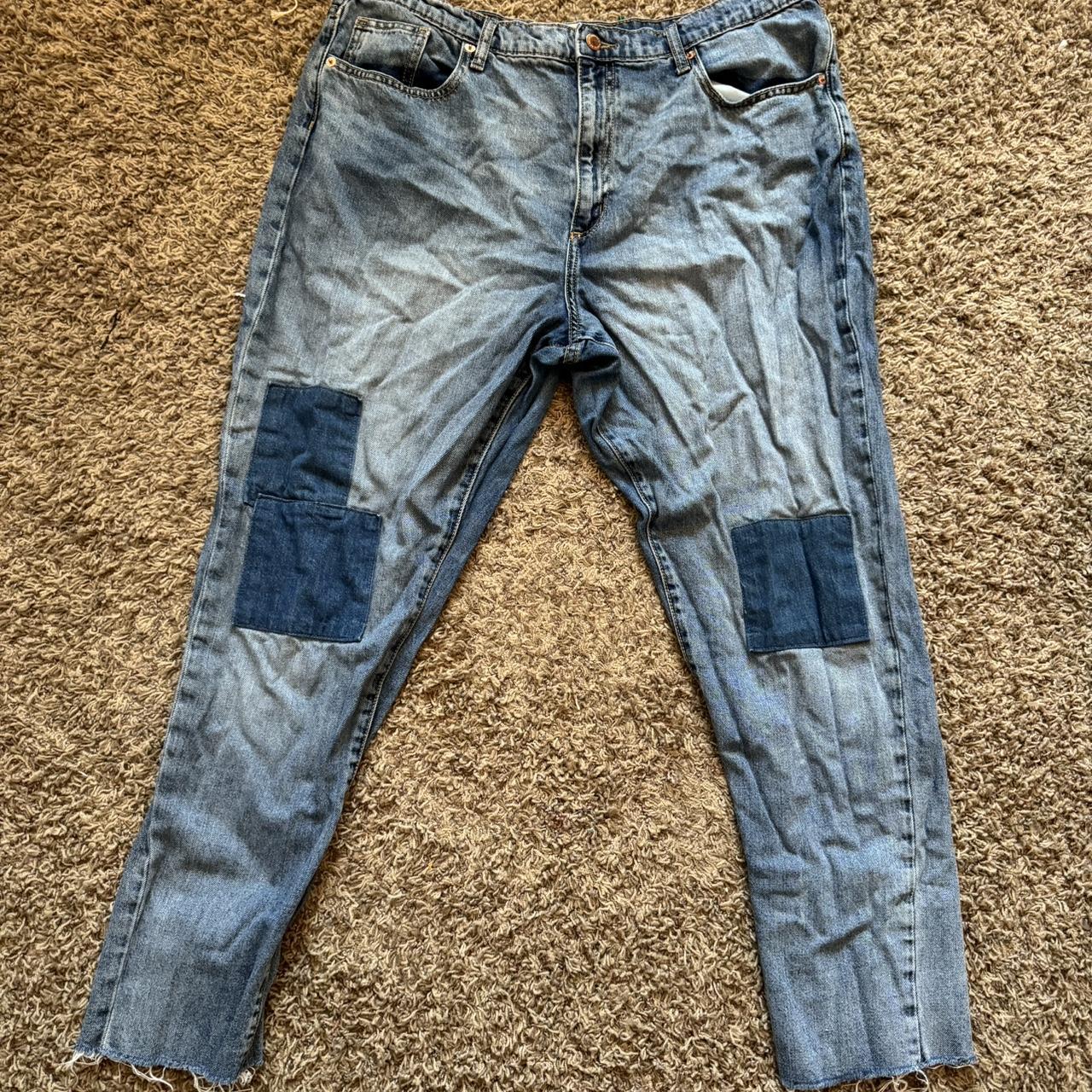 Blue Patchwork Boyfriend Jeans “Universal Thread”... - Depop