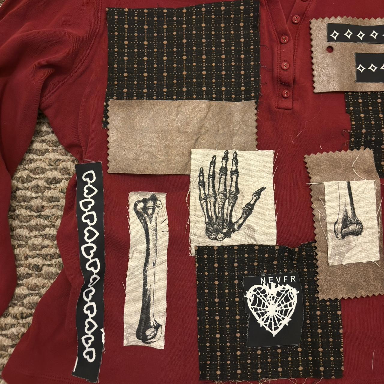 handmade red patchwork long sleeve size small... - Depop