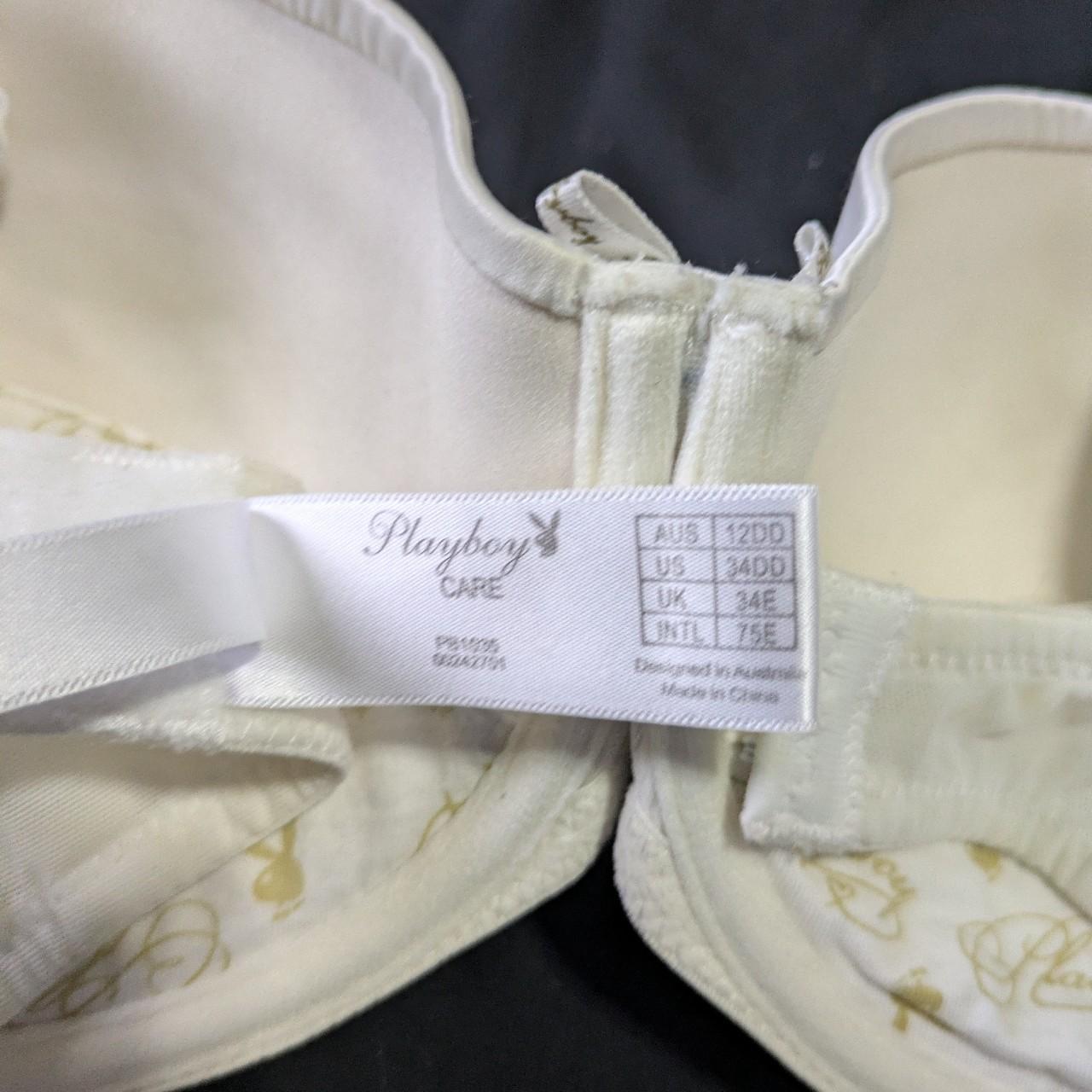 cream white and gold Playboy bra size 12DD #lingerie... | Depop