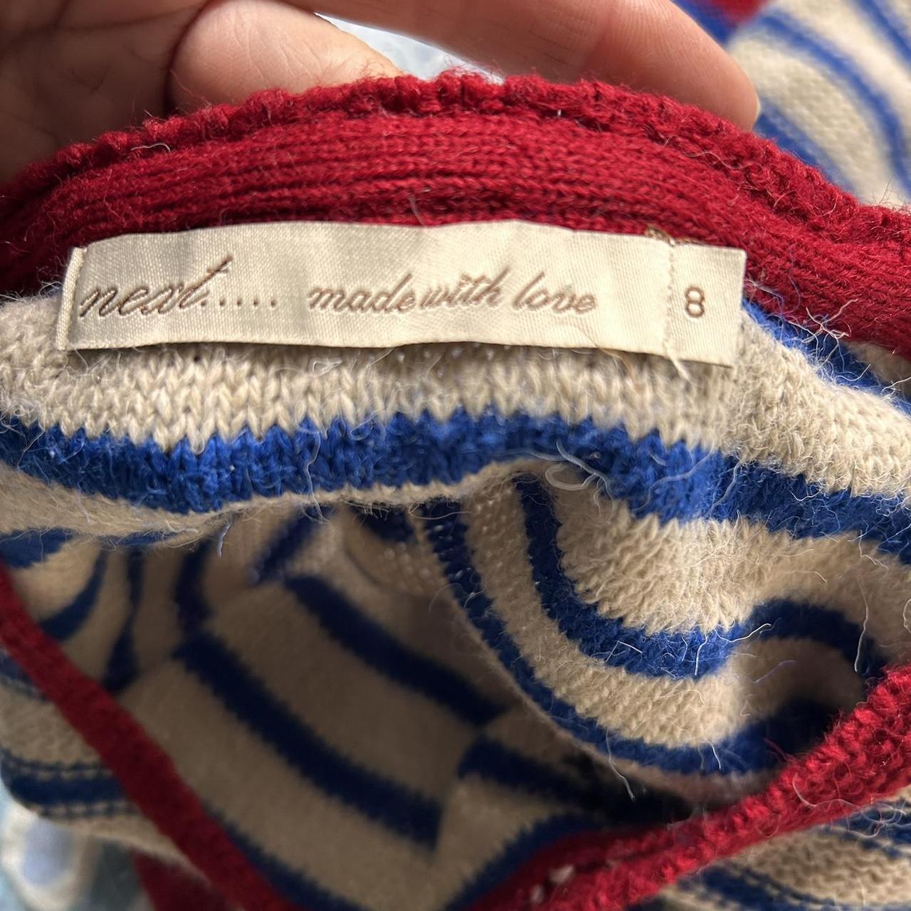 Blue and red striped Next long sleeve top with heart... - Depop