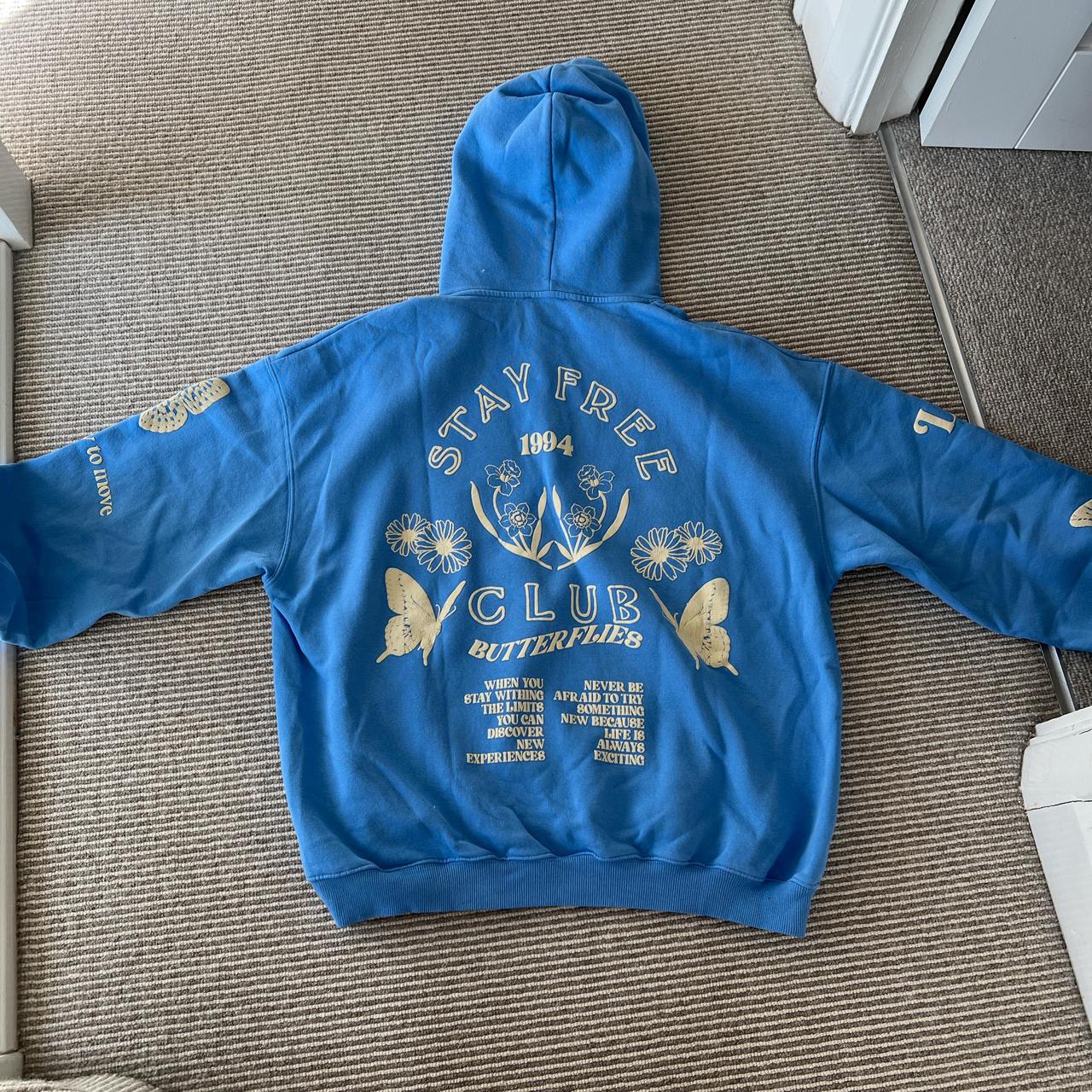 Blue stay free club hoodie - Depop