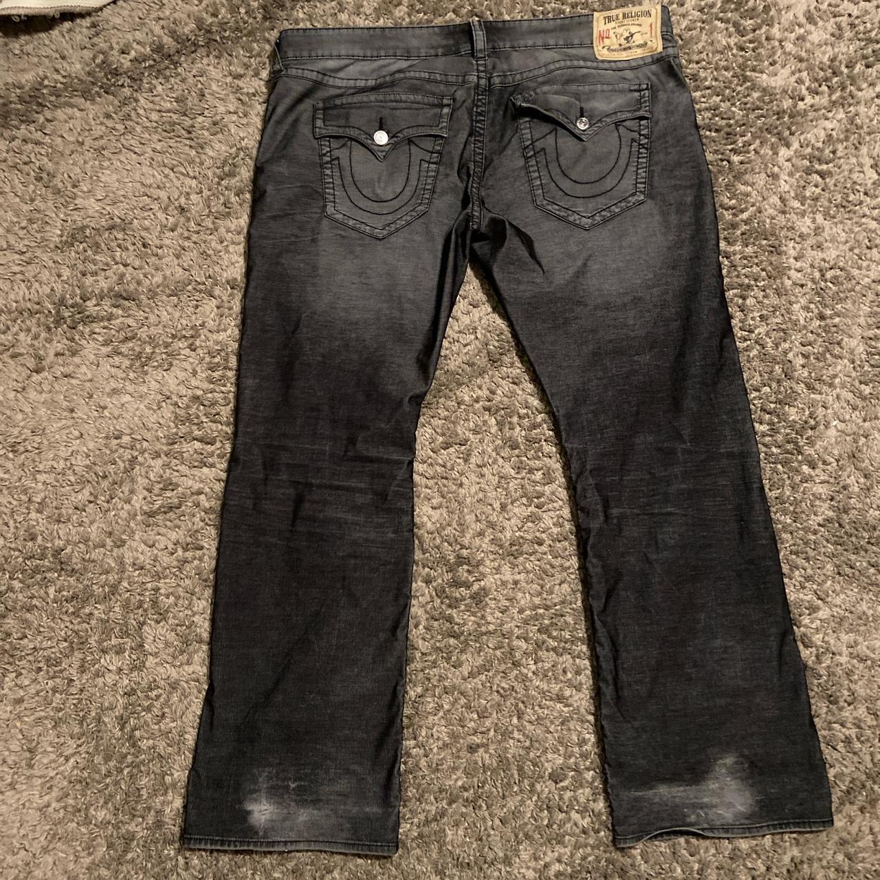 Baggy black true religion jeans made of corduroy... - Depop