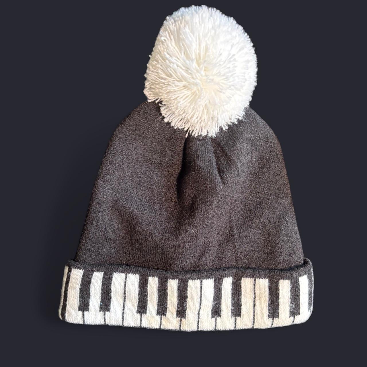 Black and white piano keyboard beanie 🎹 Only worn a... | Depop