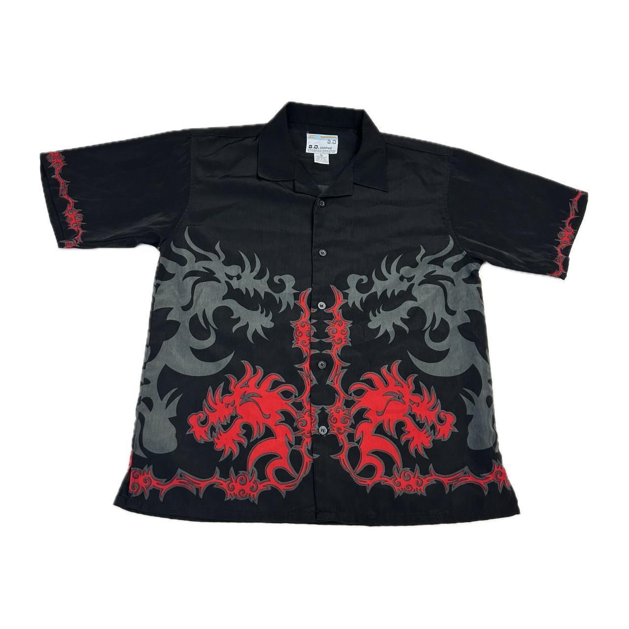 vintage tribal dragon swag button shirt Premium... | Depop