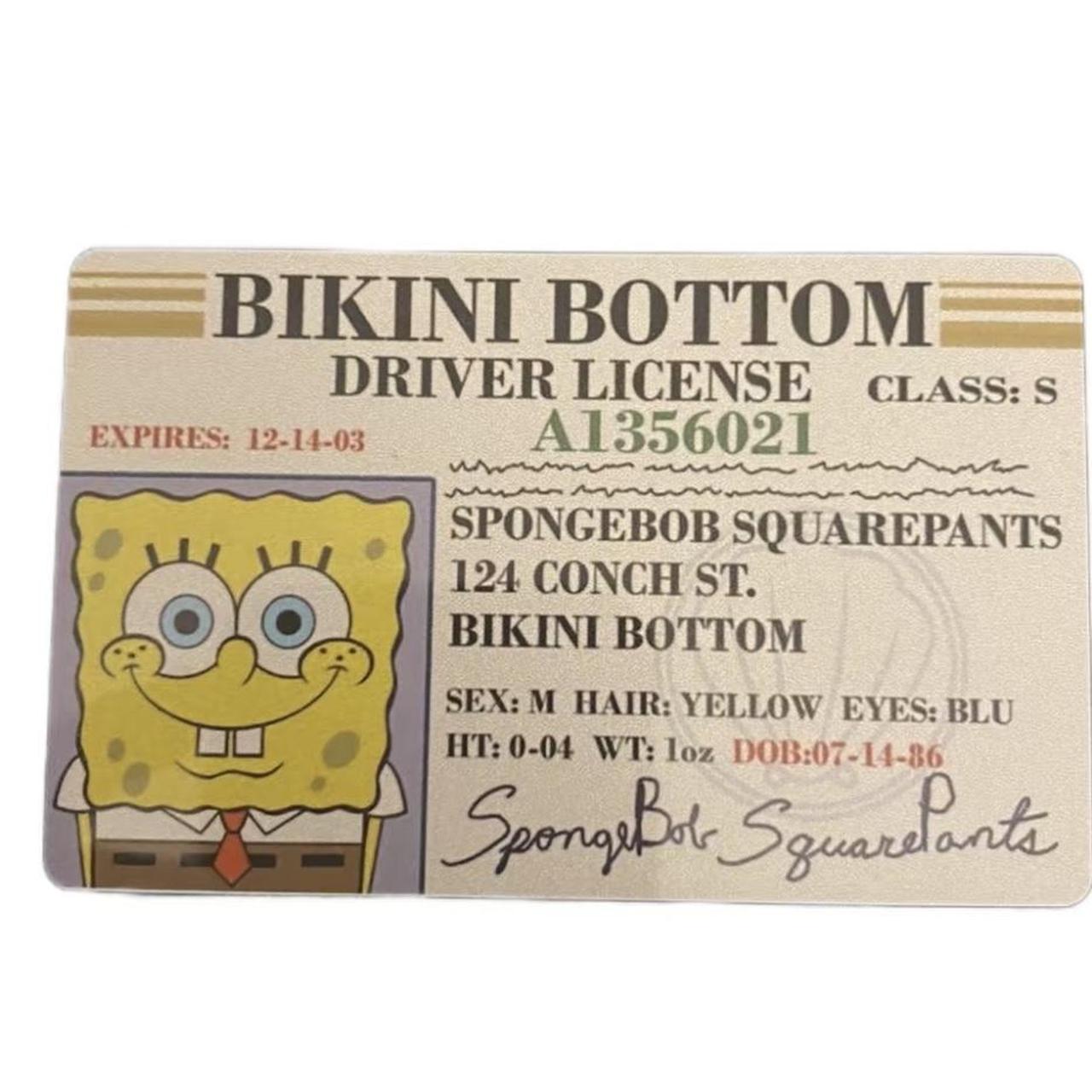 SpongeBob SquarePants Bikini Bottom Driver License -... - Depop