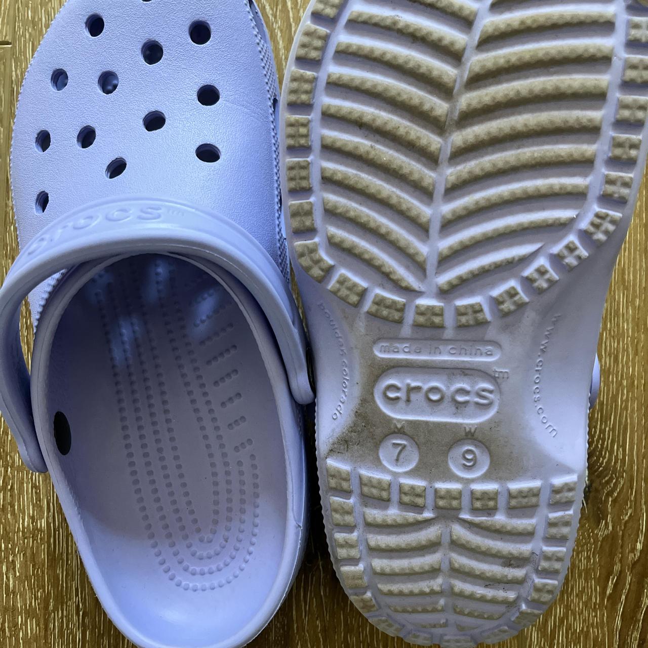 Purple crocs size 9 women’s 7 men’s. Good condition... - Depop
