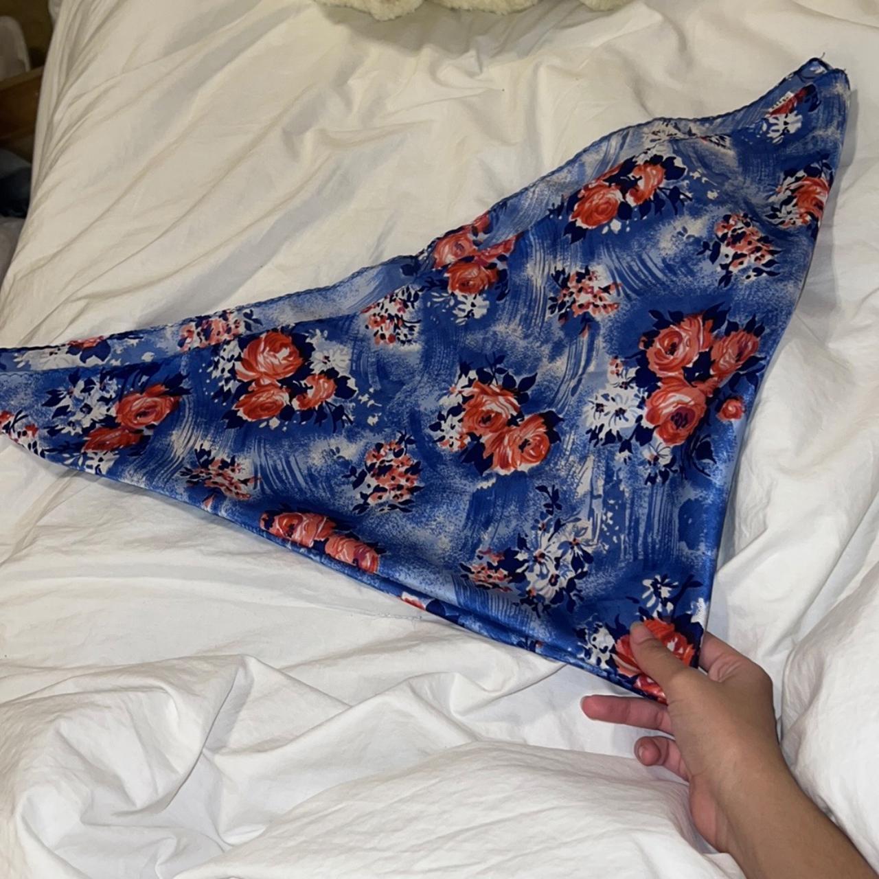 Urban Outfitters Blue Floral Silk Scarf Pink ... - Depop