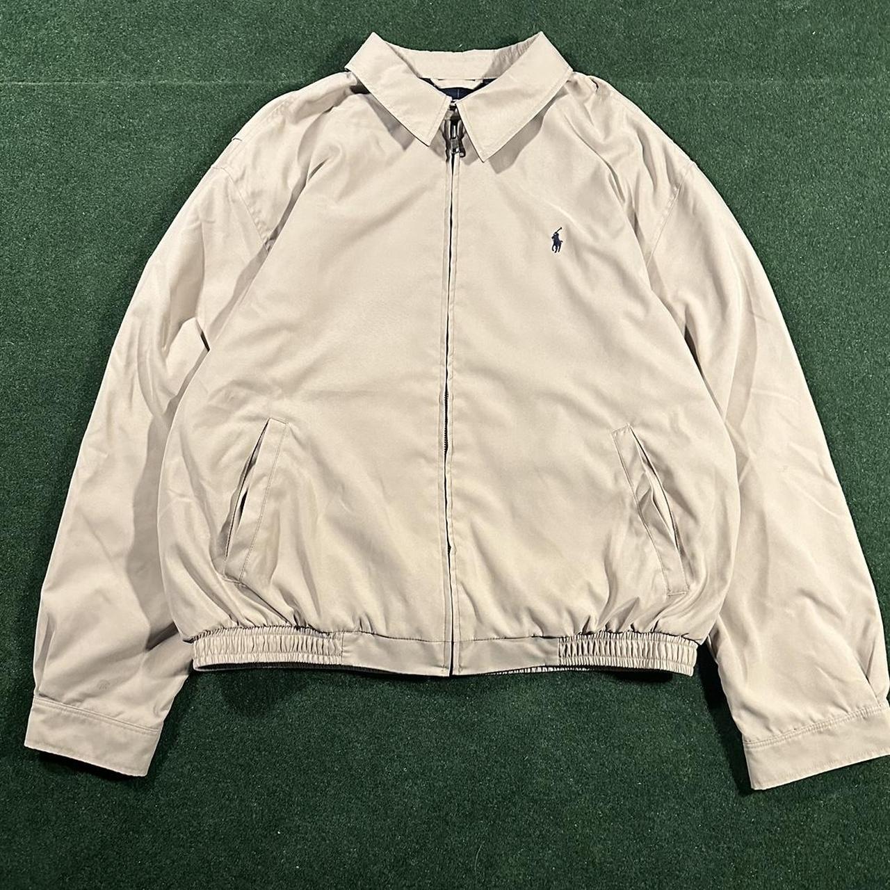90’s vintage polo Ralph Lauren tan bomber jacket... - Depop