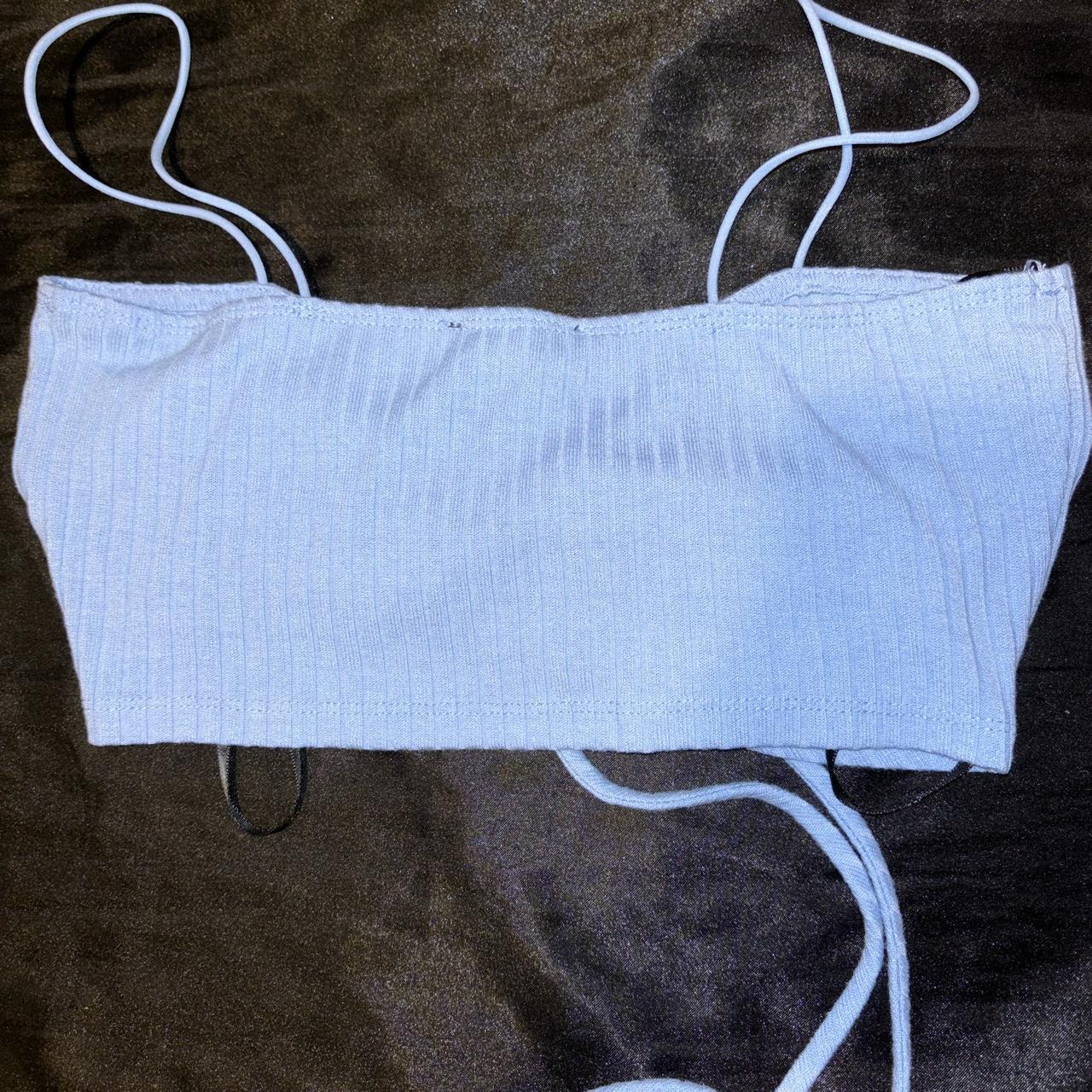 BABY BLUE SPAGHETTI STRAPPED TUBE TOP never... - Depop