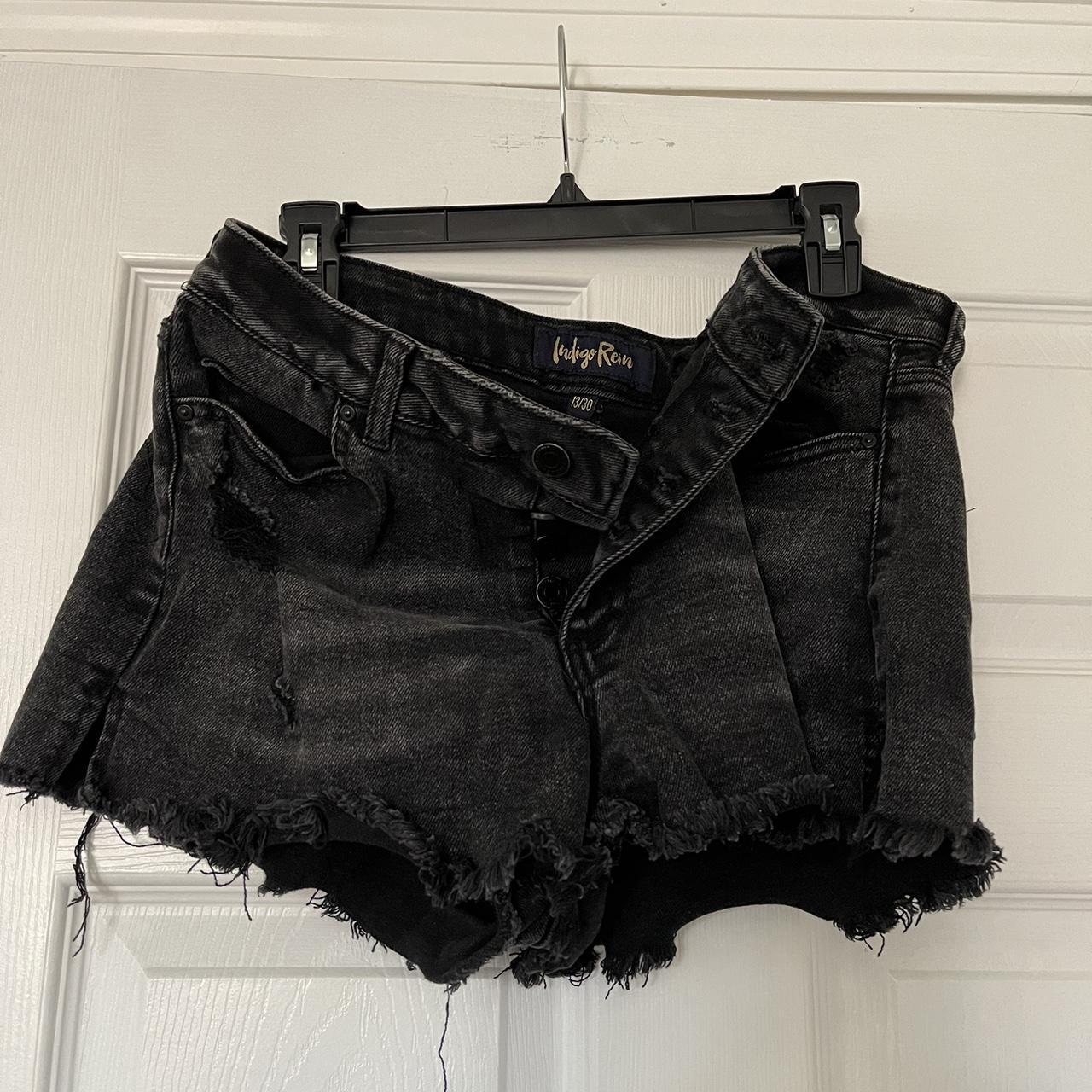 Button up black shorts with rips throughout Very... - Depop