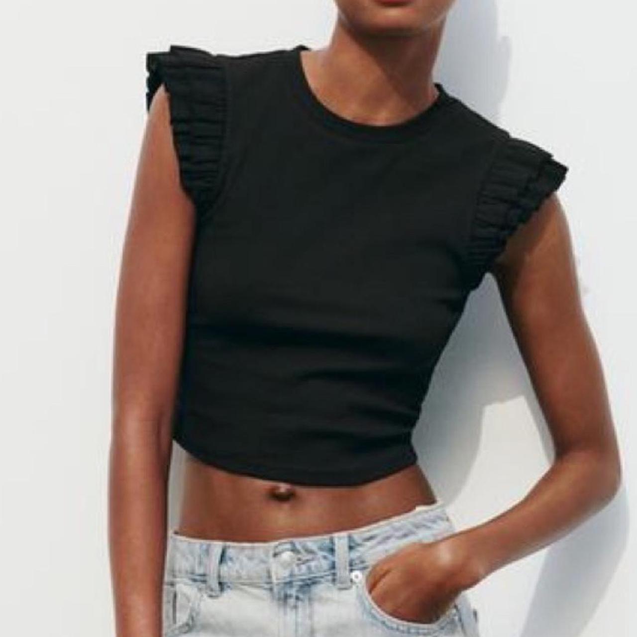 Zara ruffle sleeve top - Depop