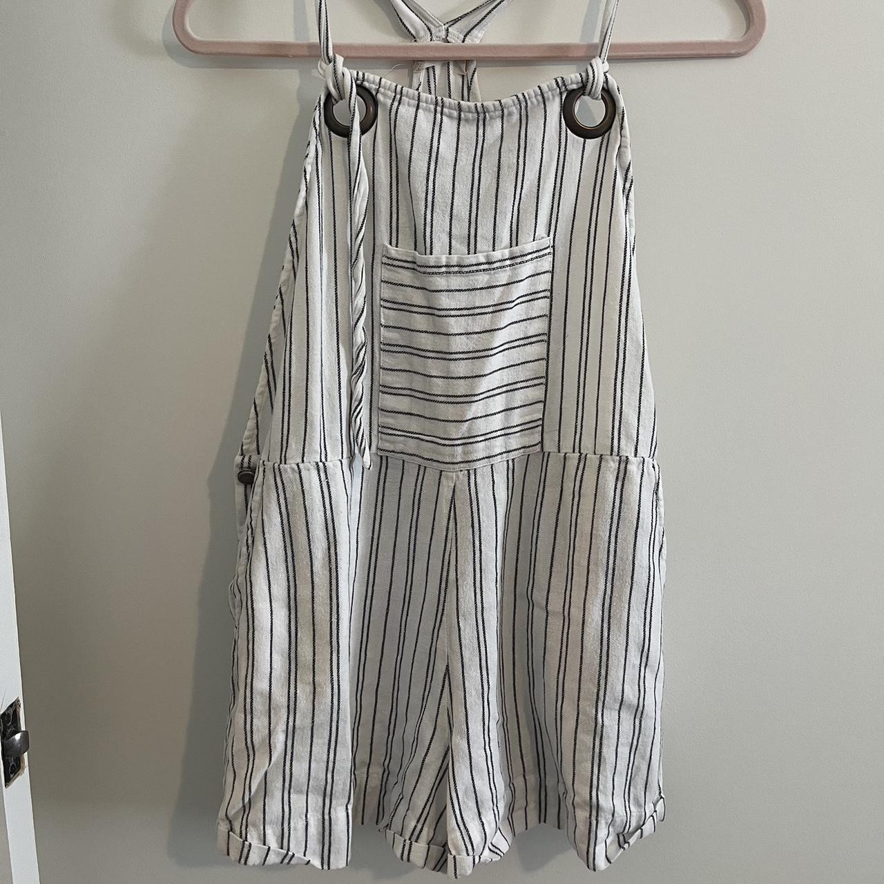 Black and white short overalls, super soft comfy... - Depop