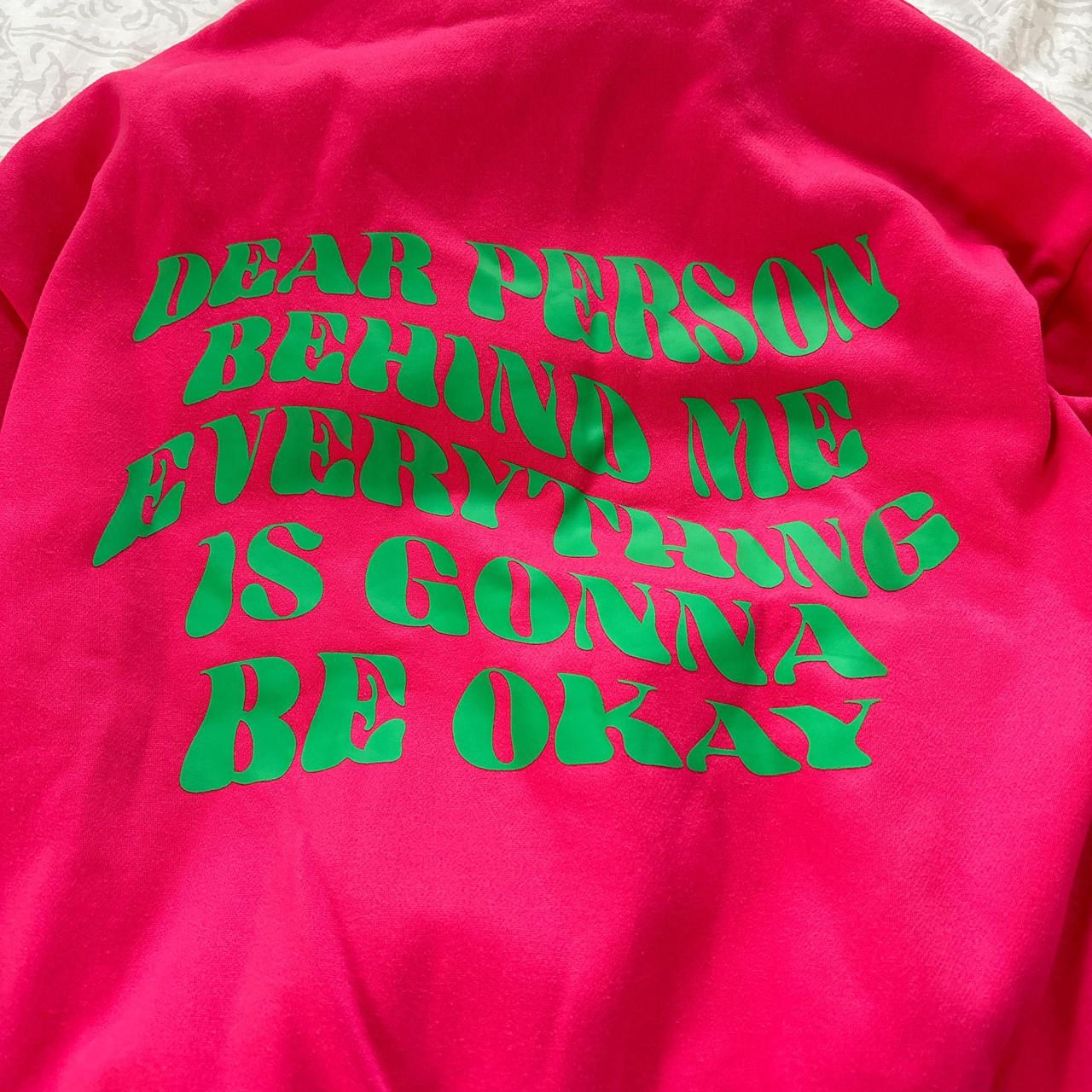Edikted Hoodie in hot pink and green - super cute... - Depop