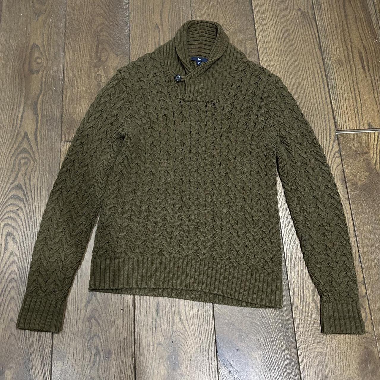 GAP deep olive green cable knit jumper Good... - Depop