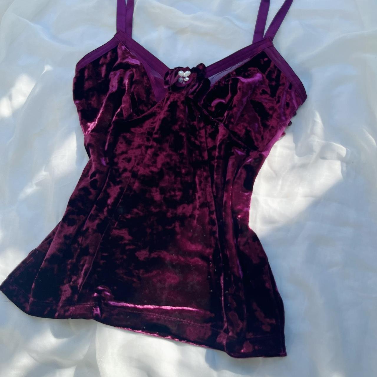 Most beautiful 00s vintage velvet cami top size... - Depop