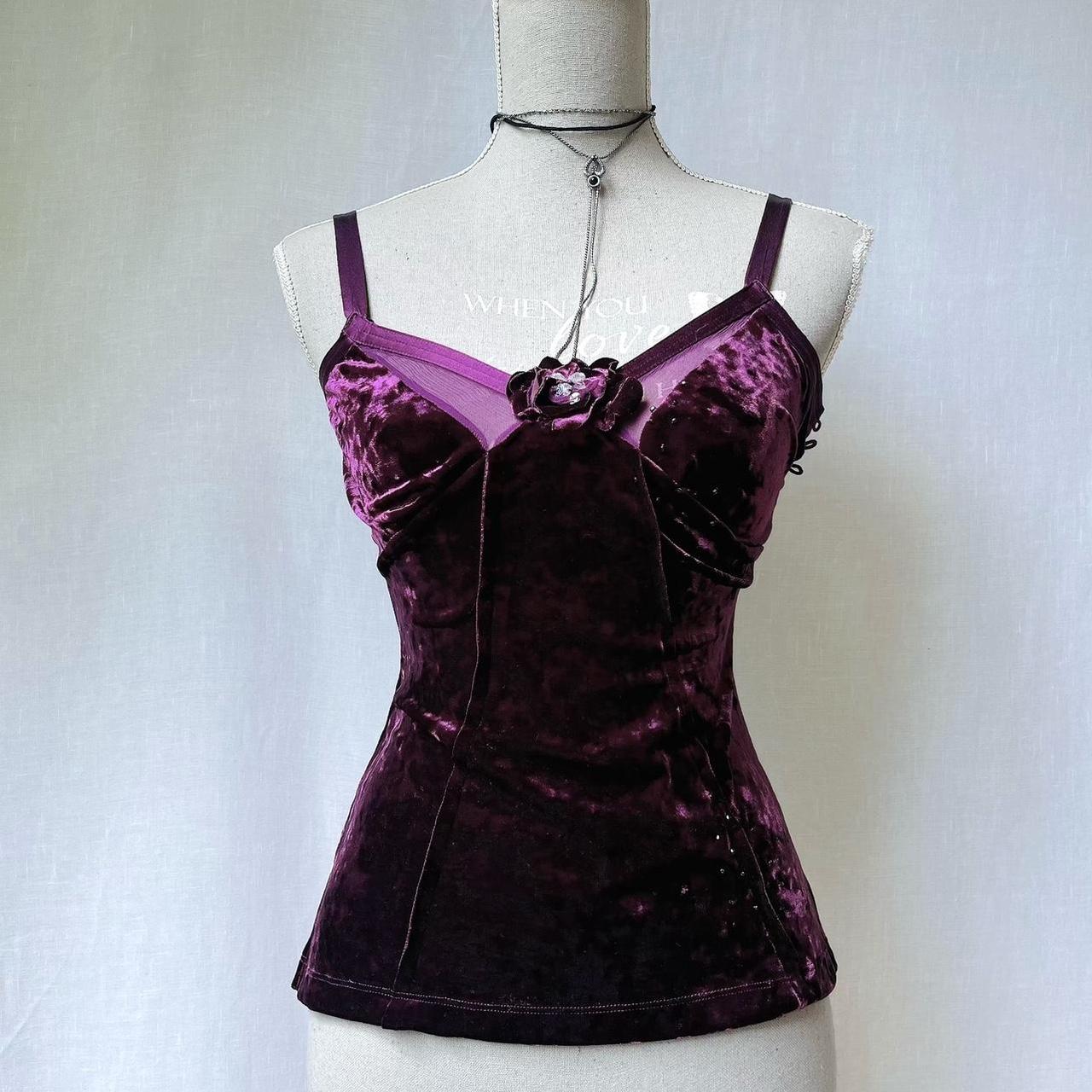 Most beautiful 00s vintage velvet cami top size... - Depop