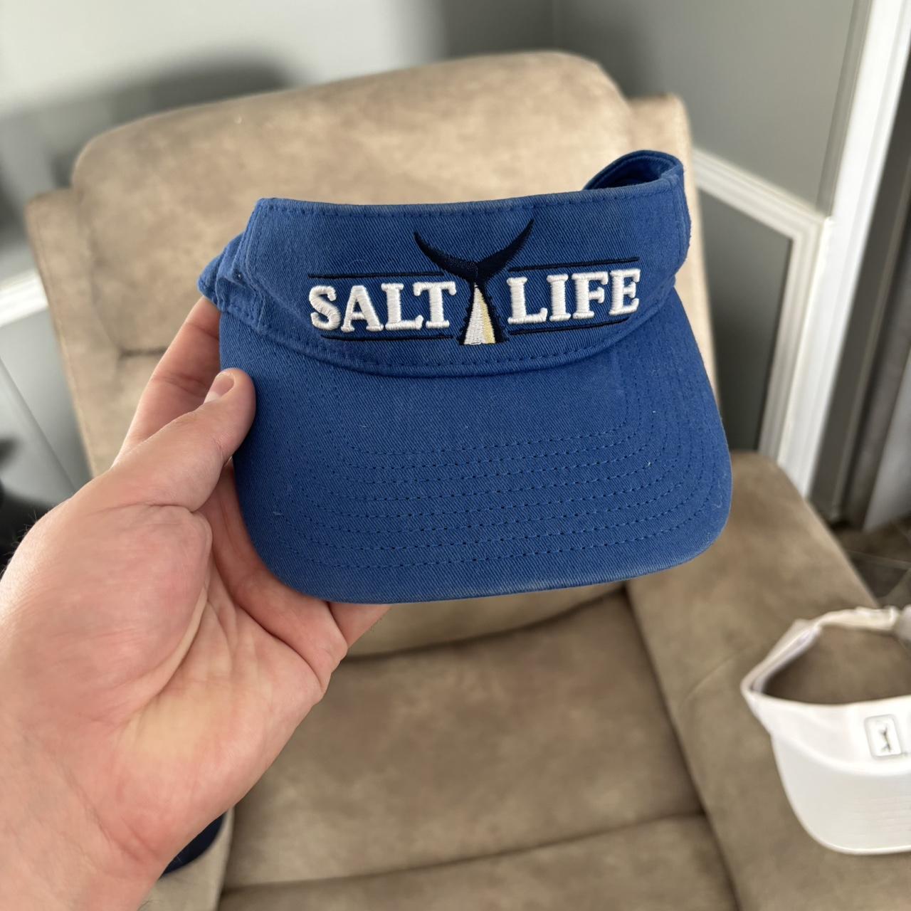 Salt life blue Velcro visor Great hat wore it one... - Depop
