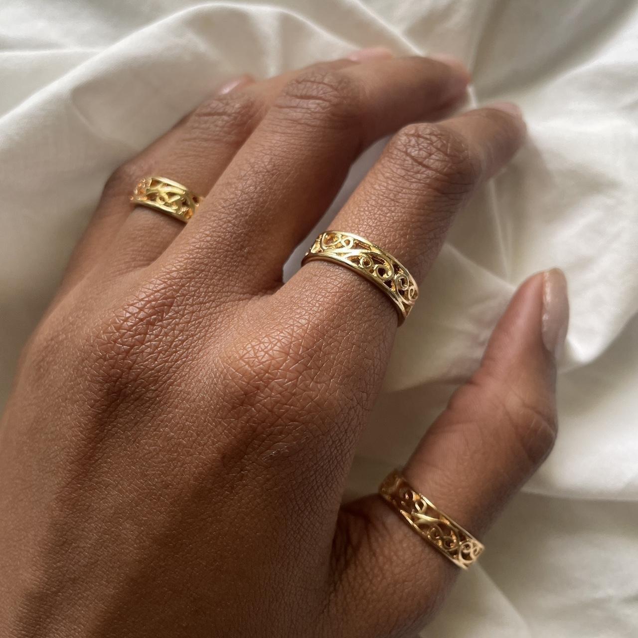 Three-piece women golden ring set. Yes, you do get... - Depop