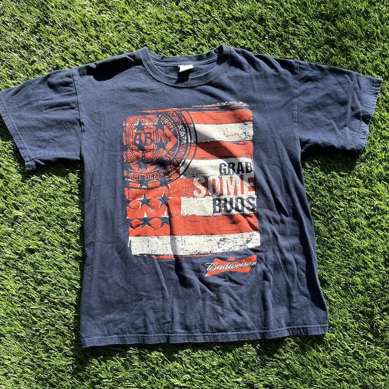90s Budweiser Grab Some Buds Tee Tagged M, Flawed... - Depop