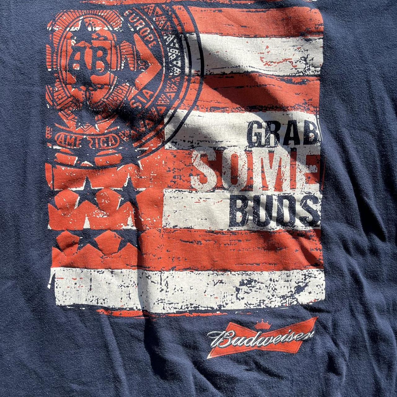 90s Budweiser Grab Some Buds Tee Tagged M, Flawed... - Depop