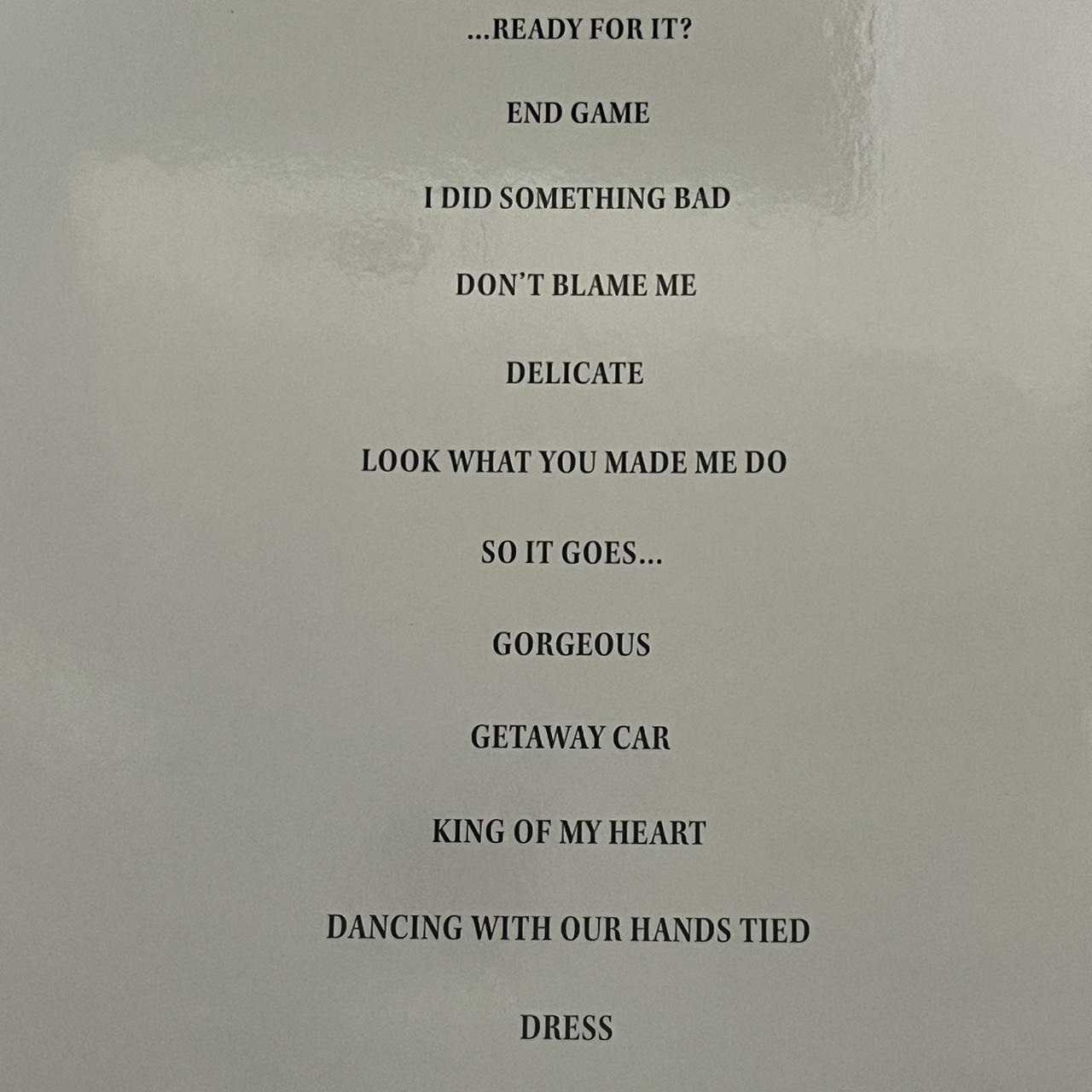 Taylor swift Reputation song list chords - Depop