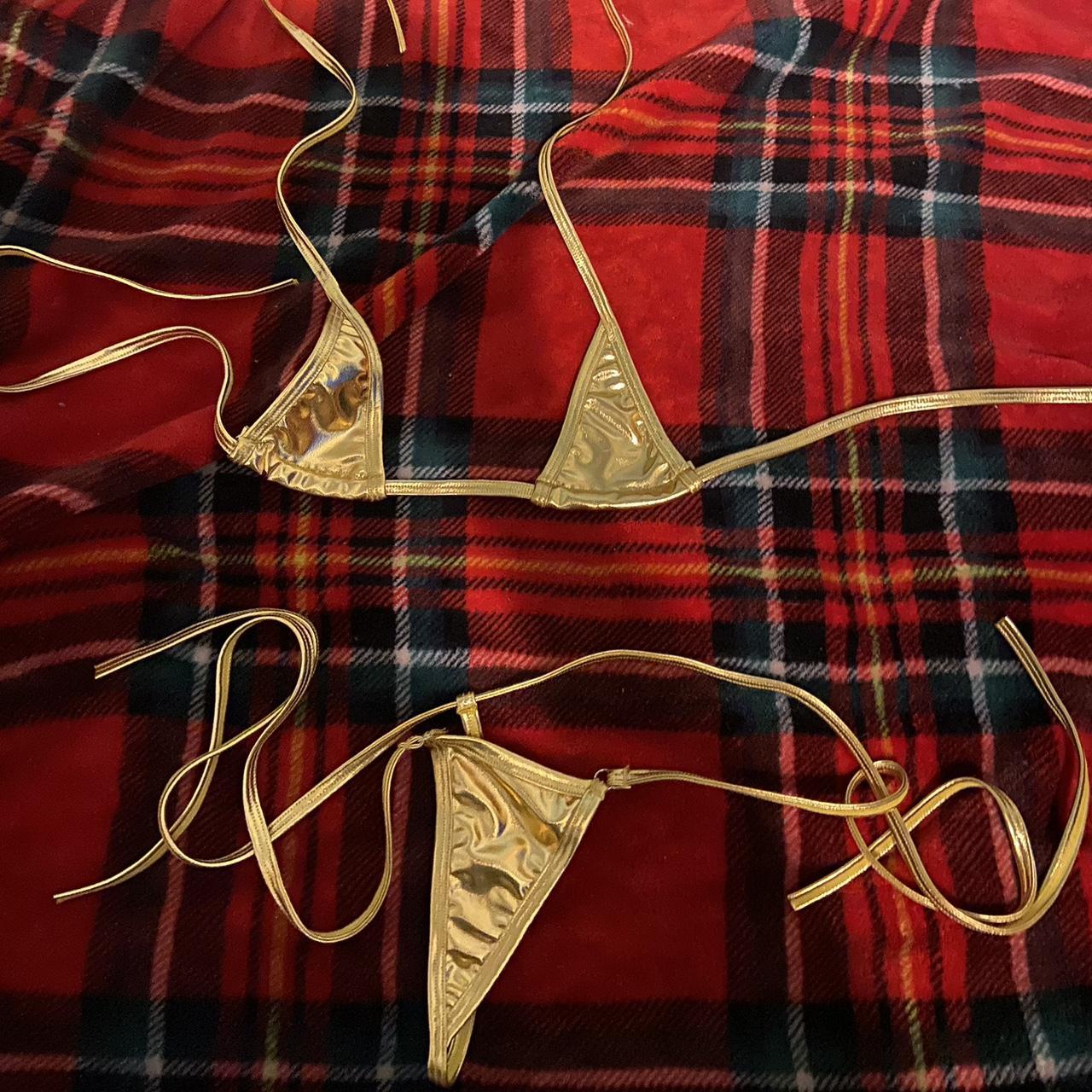 Gold microkini/bikini, Bubblegum The Brand. Never... - Depop