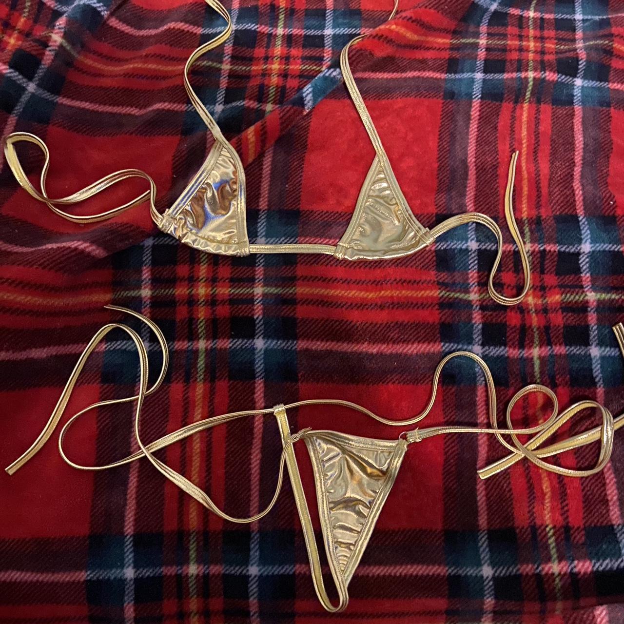 Gold microkini/bikini, Bubblegum The Brand. Never... - Depop