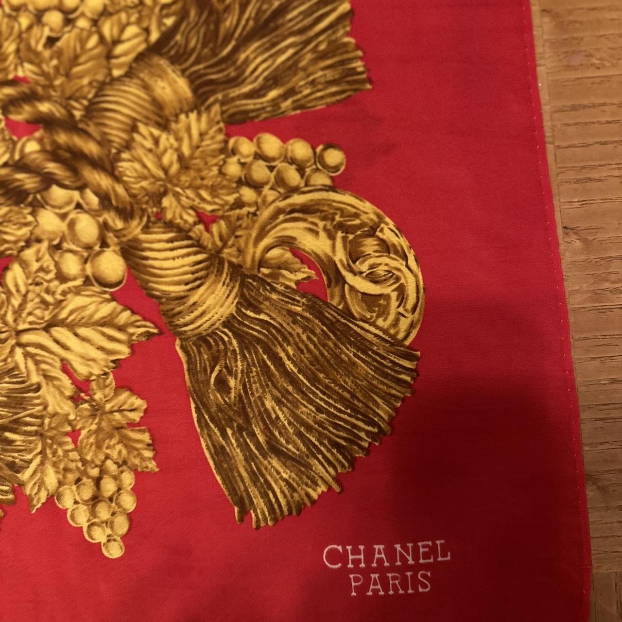 Vintage Chanel Rare 100% Silk Scarf Gold Grapes... - Depop