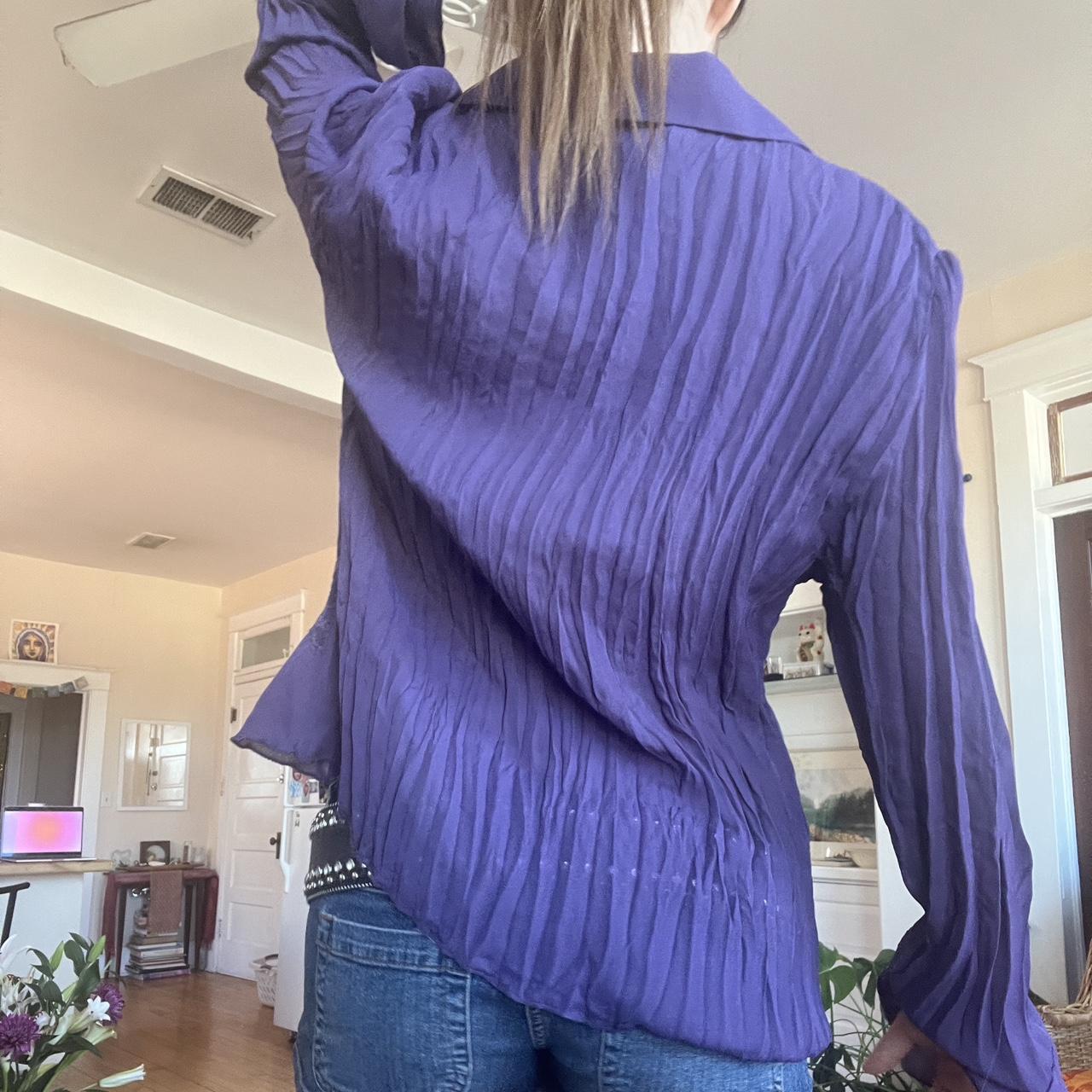 fairy whimsy goth Purple ruffled blouse with lace... - Depop