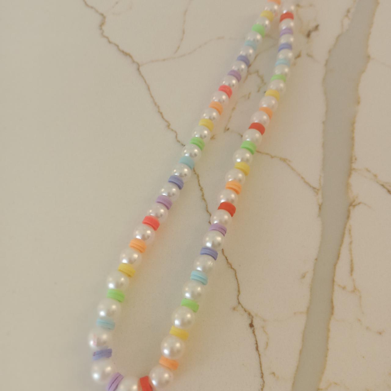 Rainbow, pearls "Froot Loop" inspired clay bead... - Depop
