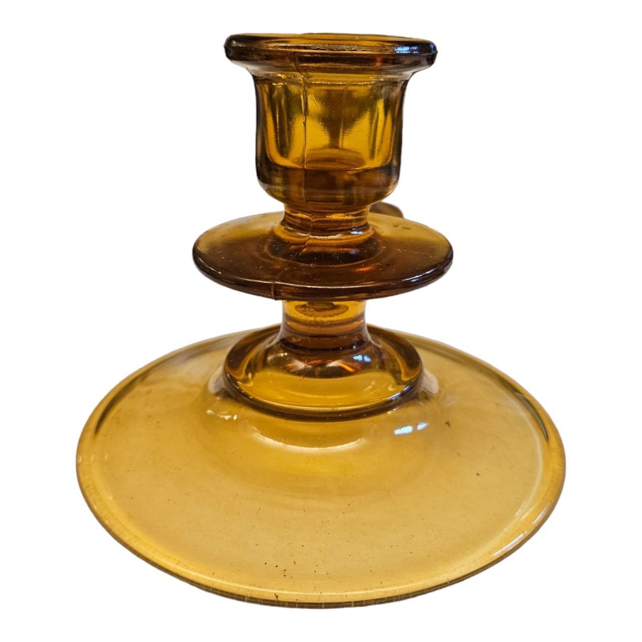 VTG Set of Yellow Glass Candlestick Description:... - Depop