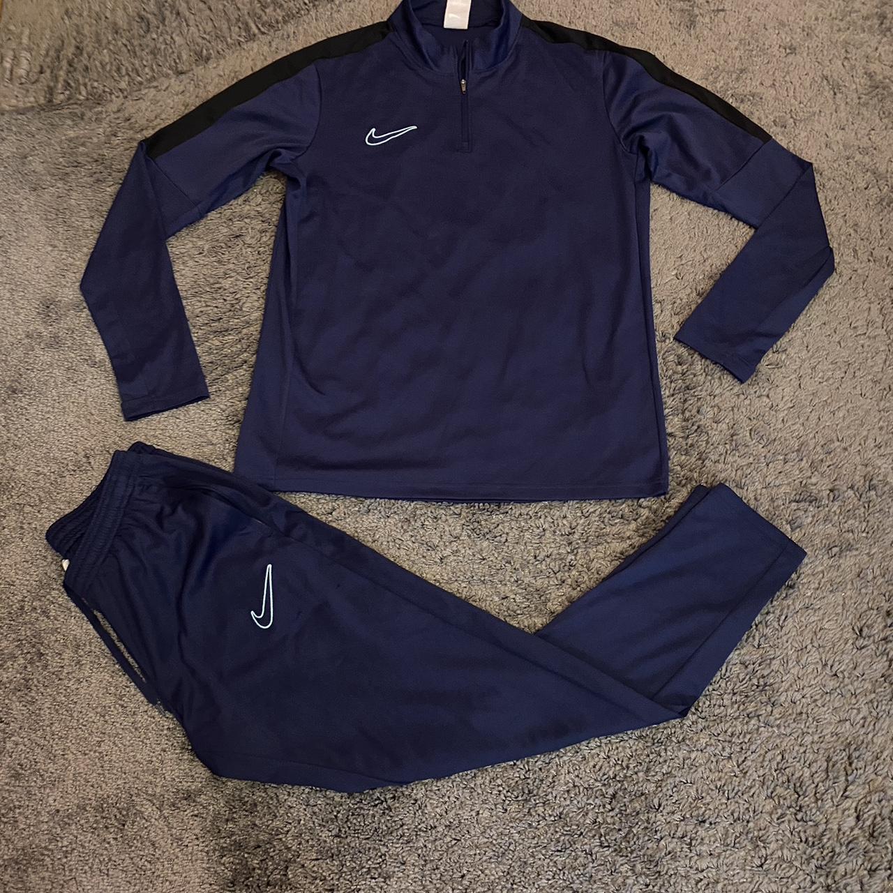 Nike black and cyan dri fit tracksuit Top size... | Depop