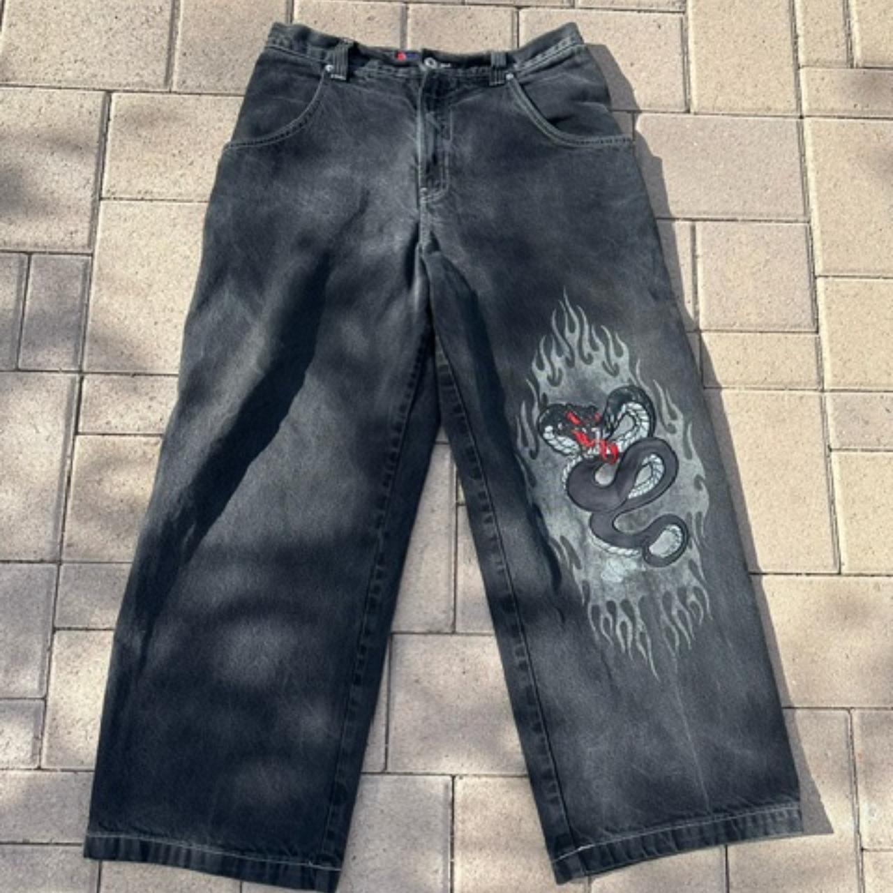 JNCO Flaming Snakes 33x30 Message With... - Depop