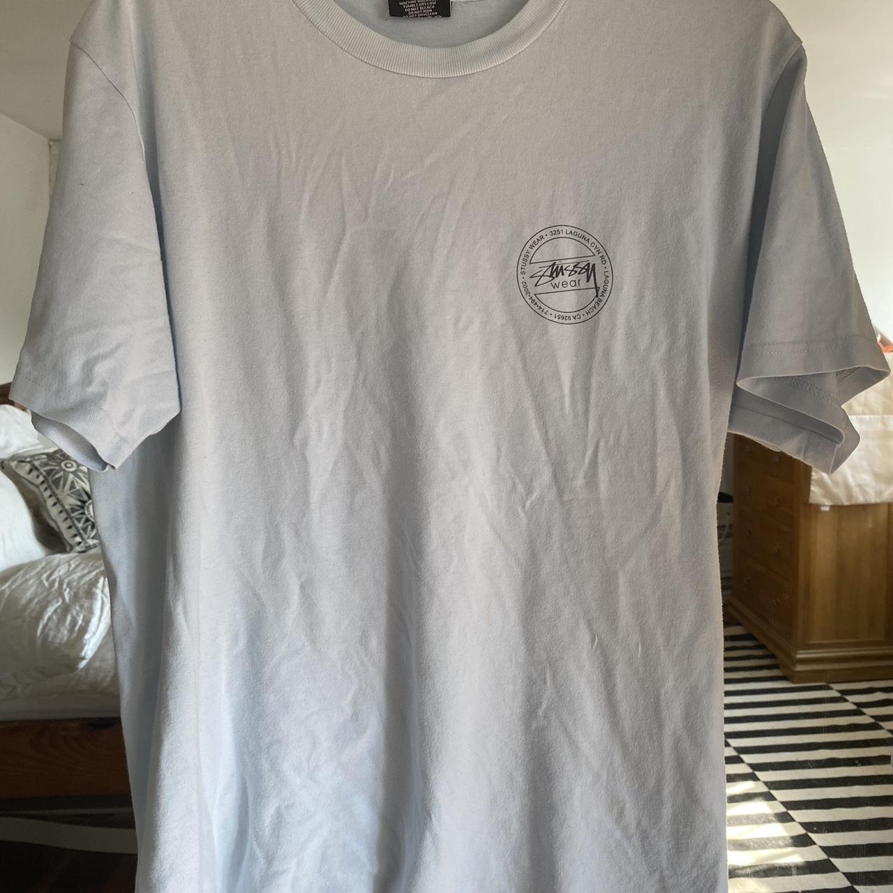 Stussy baby blue T-shirt Size M Good condition - Depop