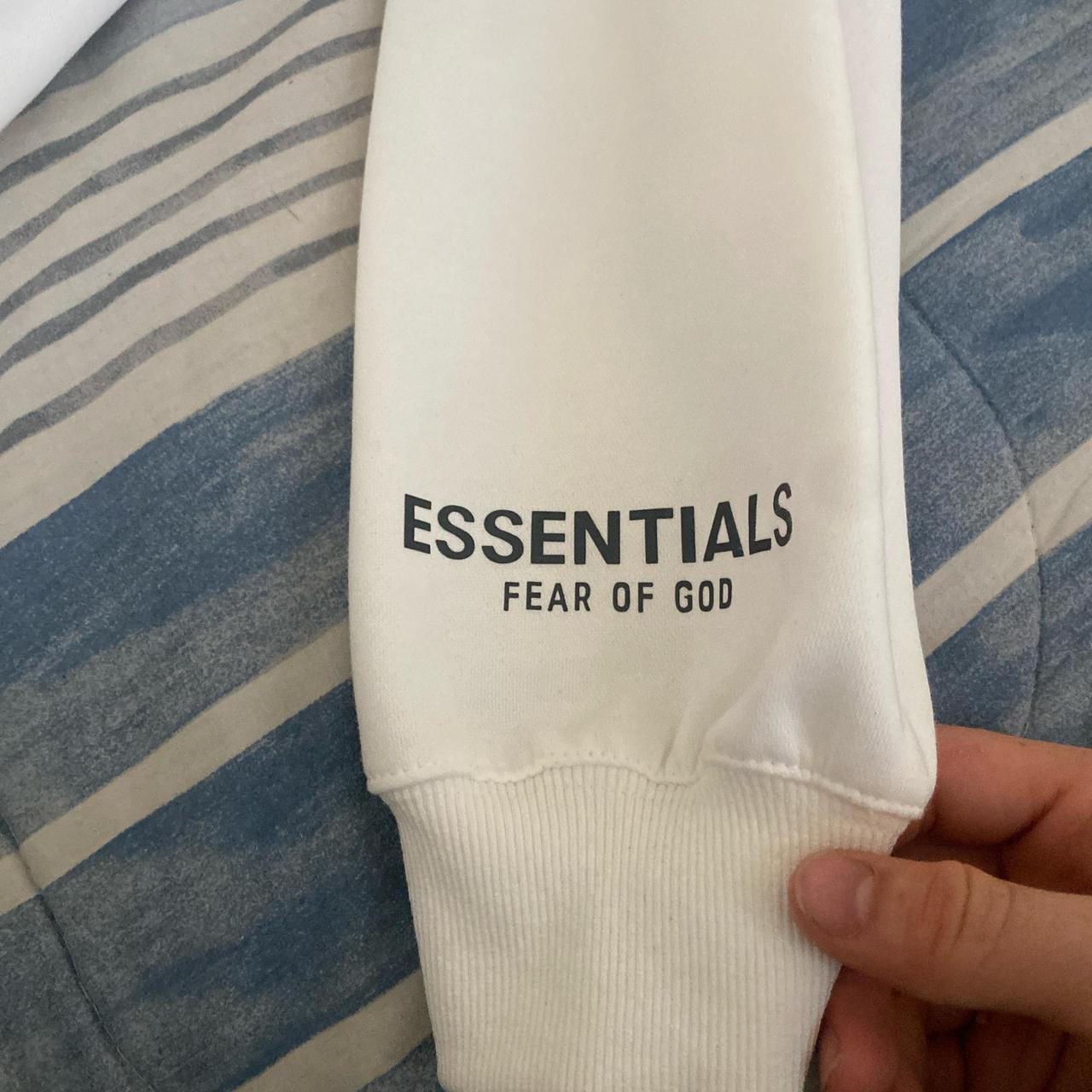 Essentials White Hoodie - Depop