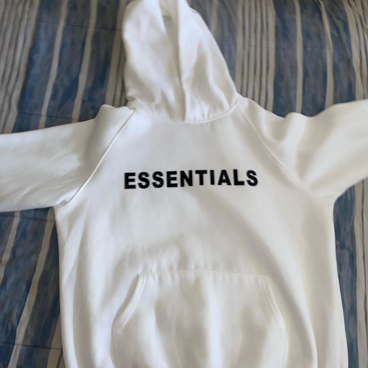 Essentials White Hoodie - Depop