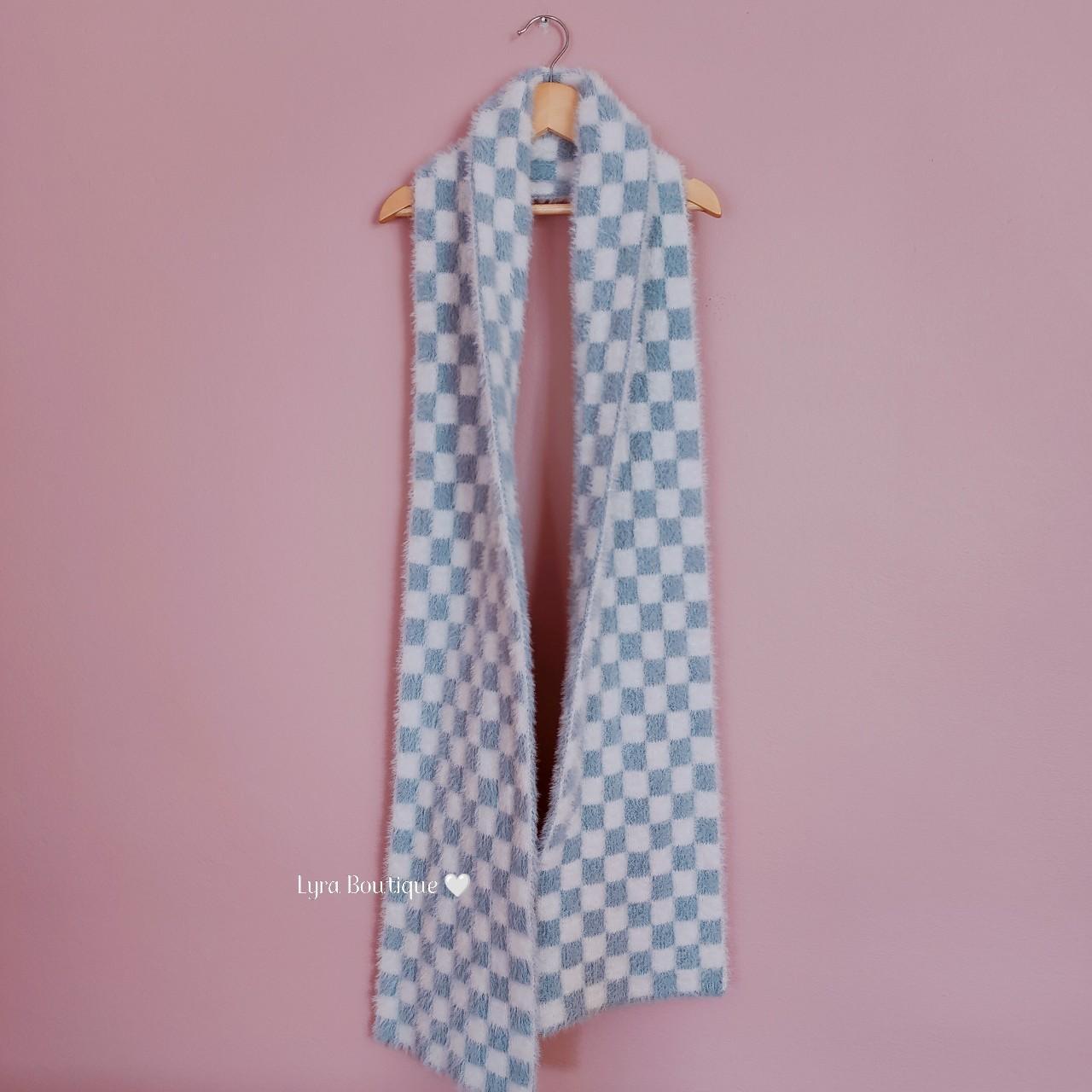 Blue Scarf 💙🪽 . ♡ pastel blue checkered scarf ♡... - Depop