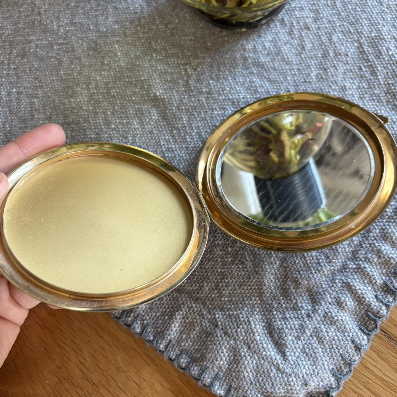 Vintage Black and gold floral embroidered powder... | Depop