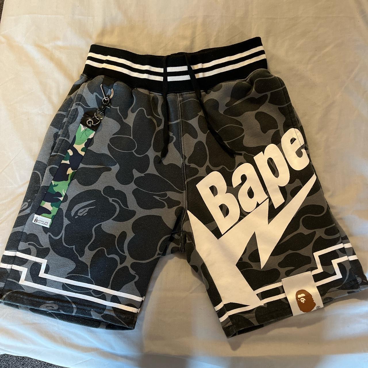 BAPE Men’s Shorts Black & Grey Camo Print Size... - Depop