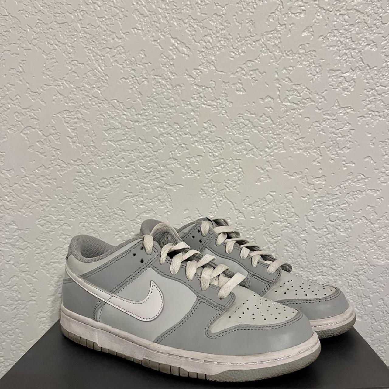 Grey Nike Dunks: size 6.5Y. Very lightly worn - Depop