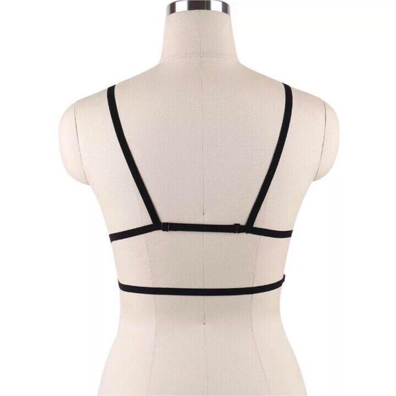💖🖤 ADJUSTABLE BLACK STAR HARNESS STRAP BRALET TOP... - Depop