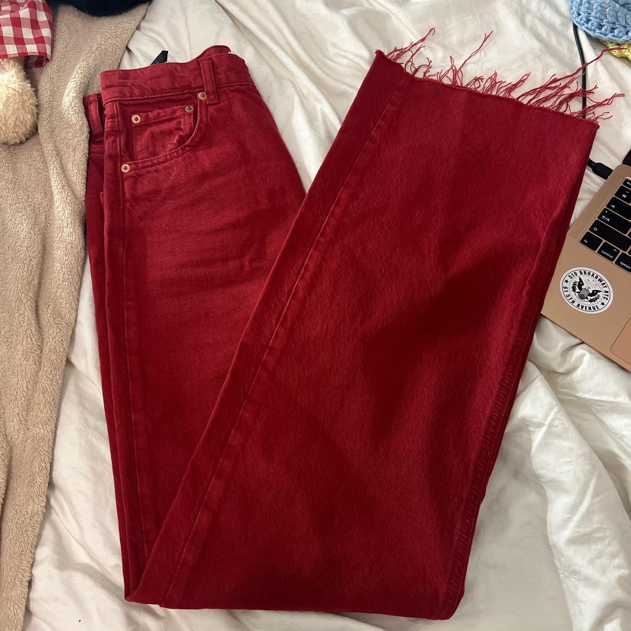 zara maroon jeans - worn once - originally 49$,... - Depop