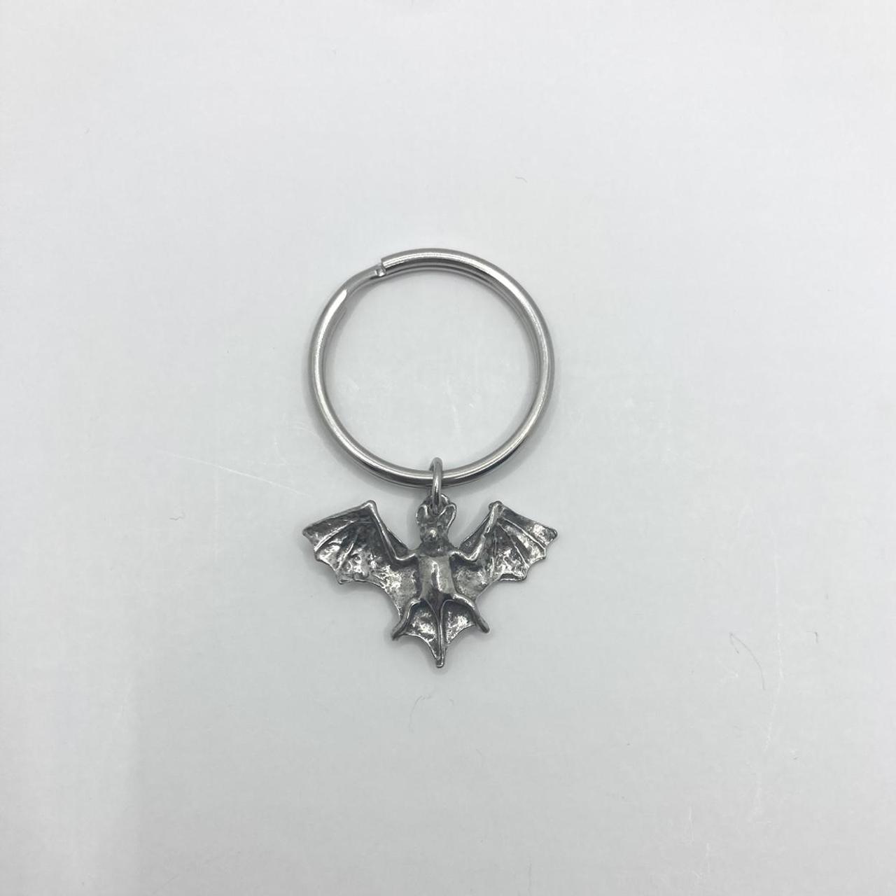 Bat key ring ~ ★ pewter bat charm attached to a... - Depop