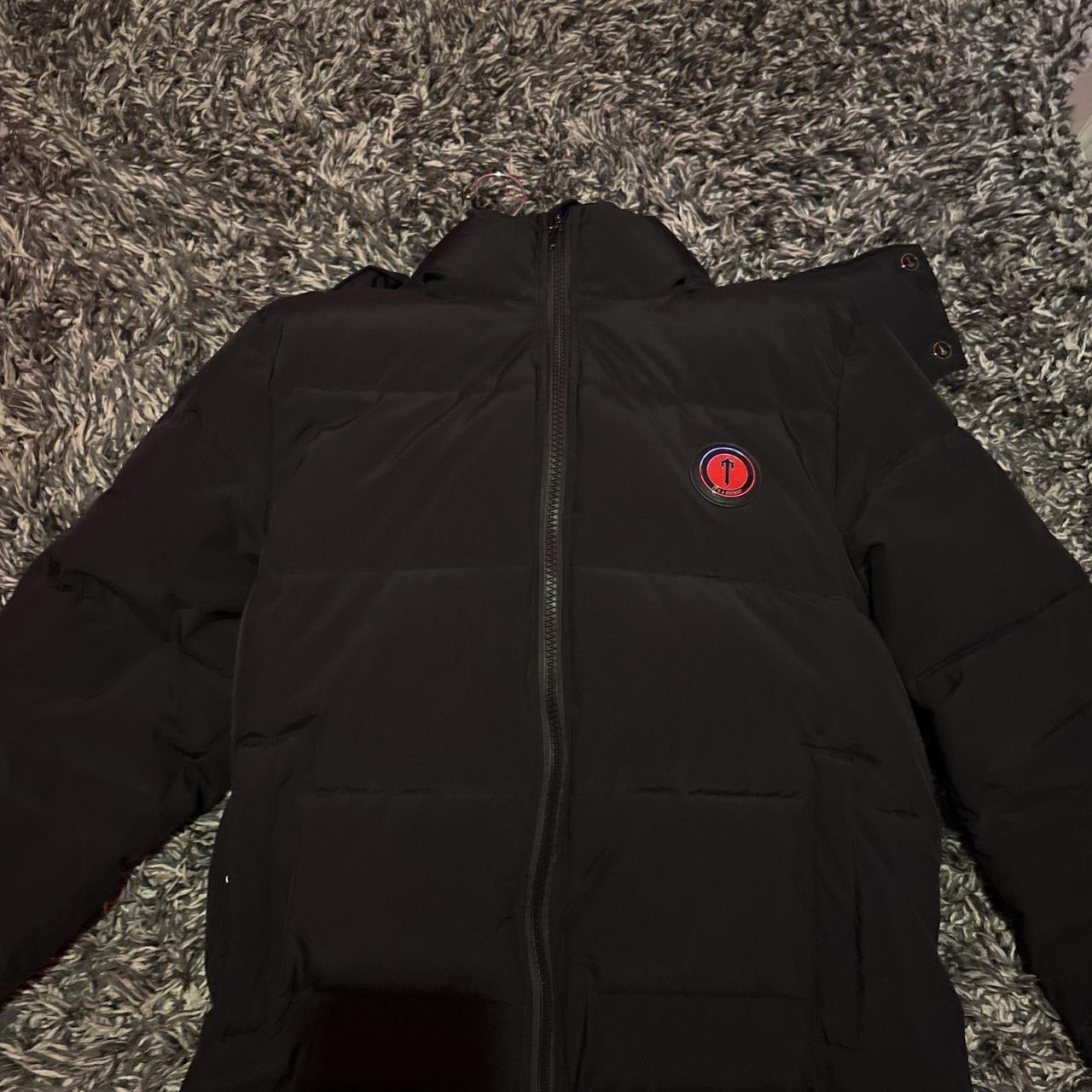 Trapstar irongate puffer jacket black and red - Depop