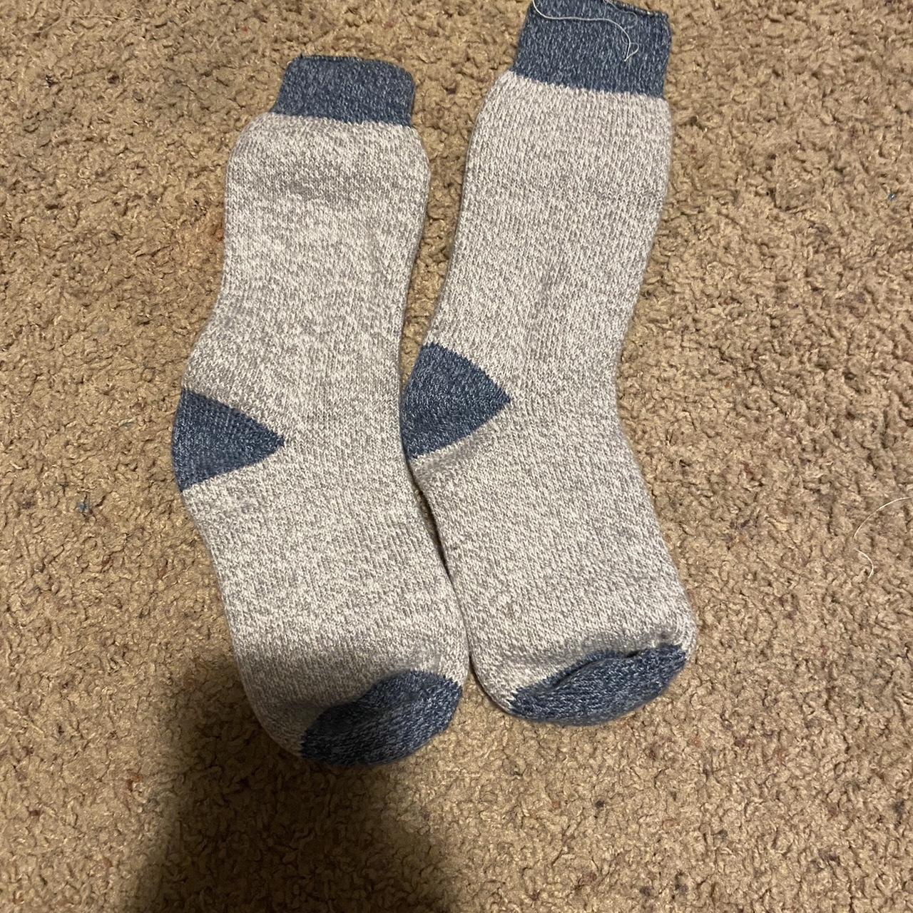 Blue and grey fluffy socks - Depop