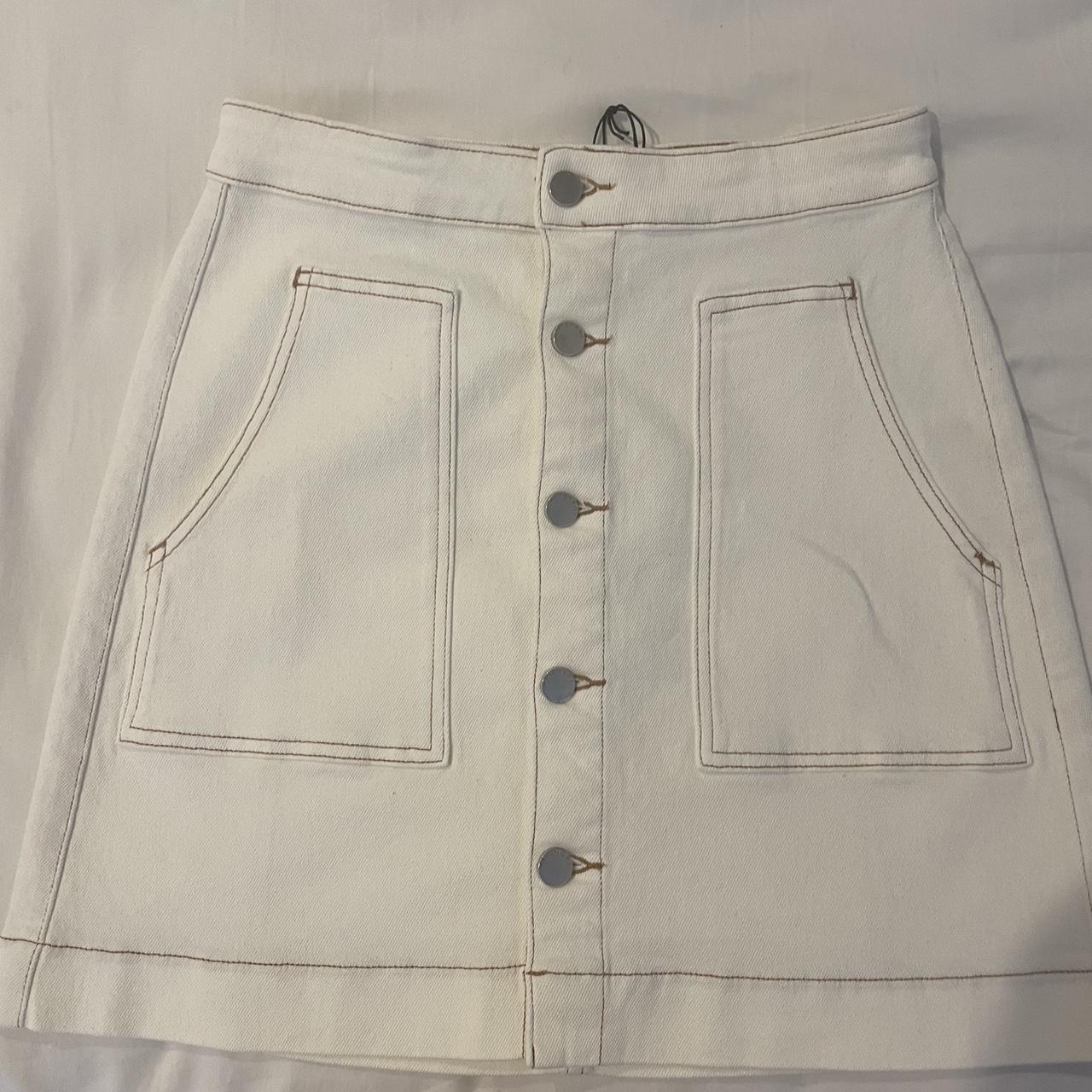 Witchery White Denim Mini Size 8 Brand New With... - Depop