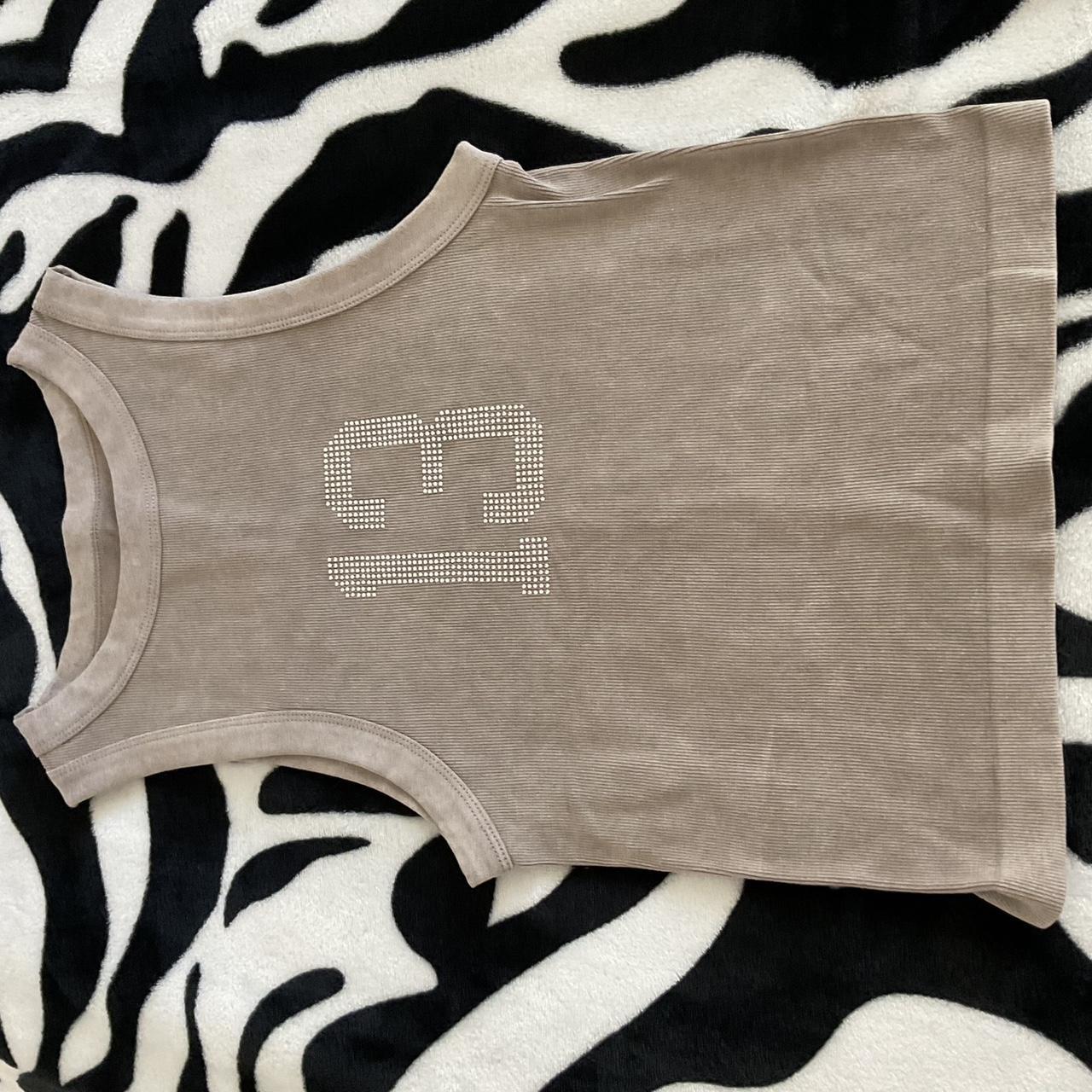Tan ribbed studded 13 tank top. - Depop