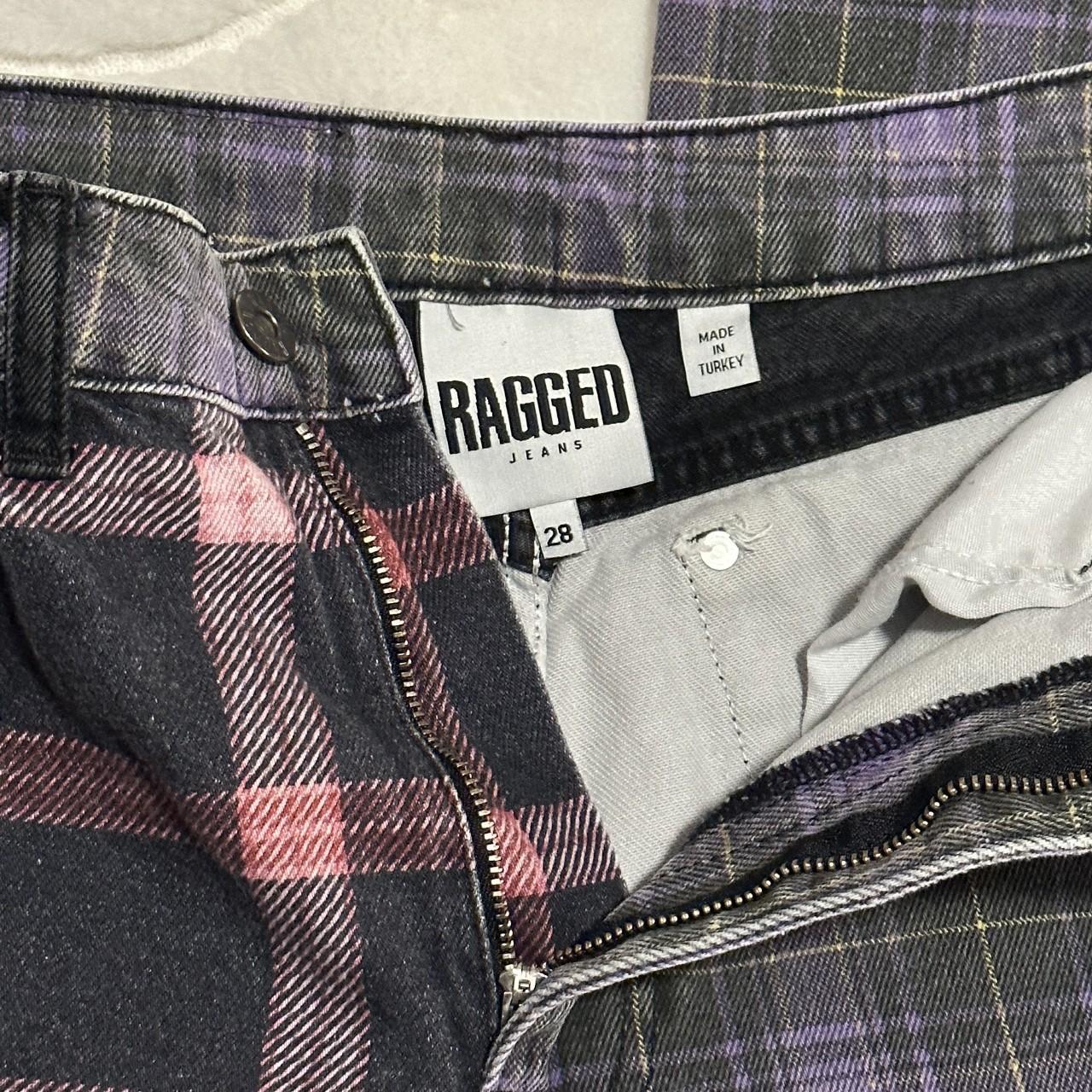 the ragged priest dad jeans half n half plaid... - Depop