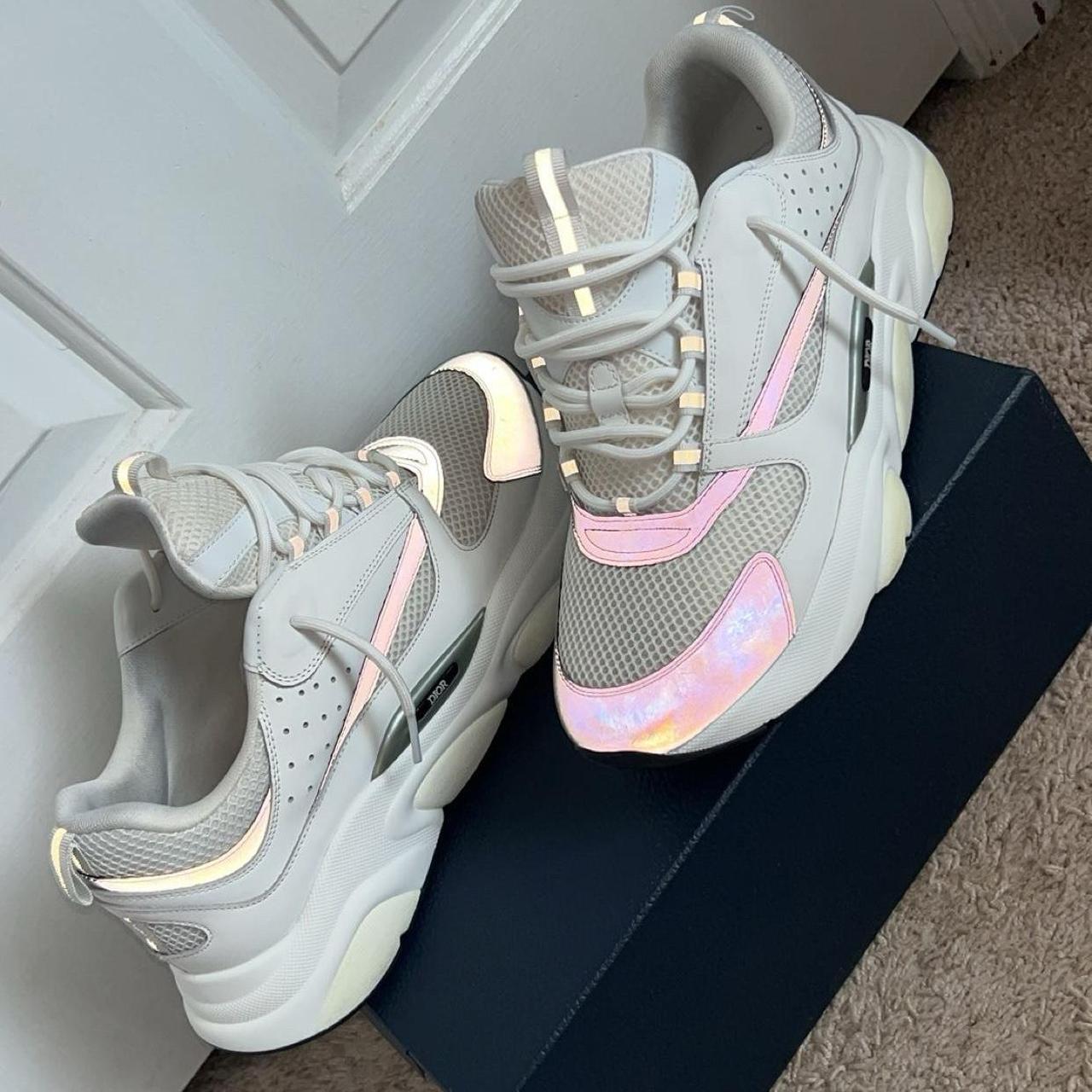 White and silver Dior b22 Worn once with box and... | Depop